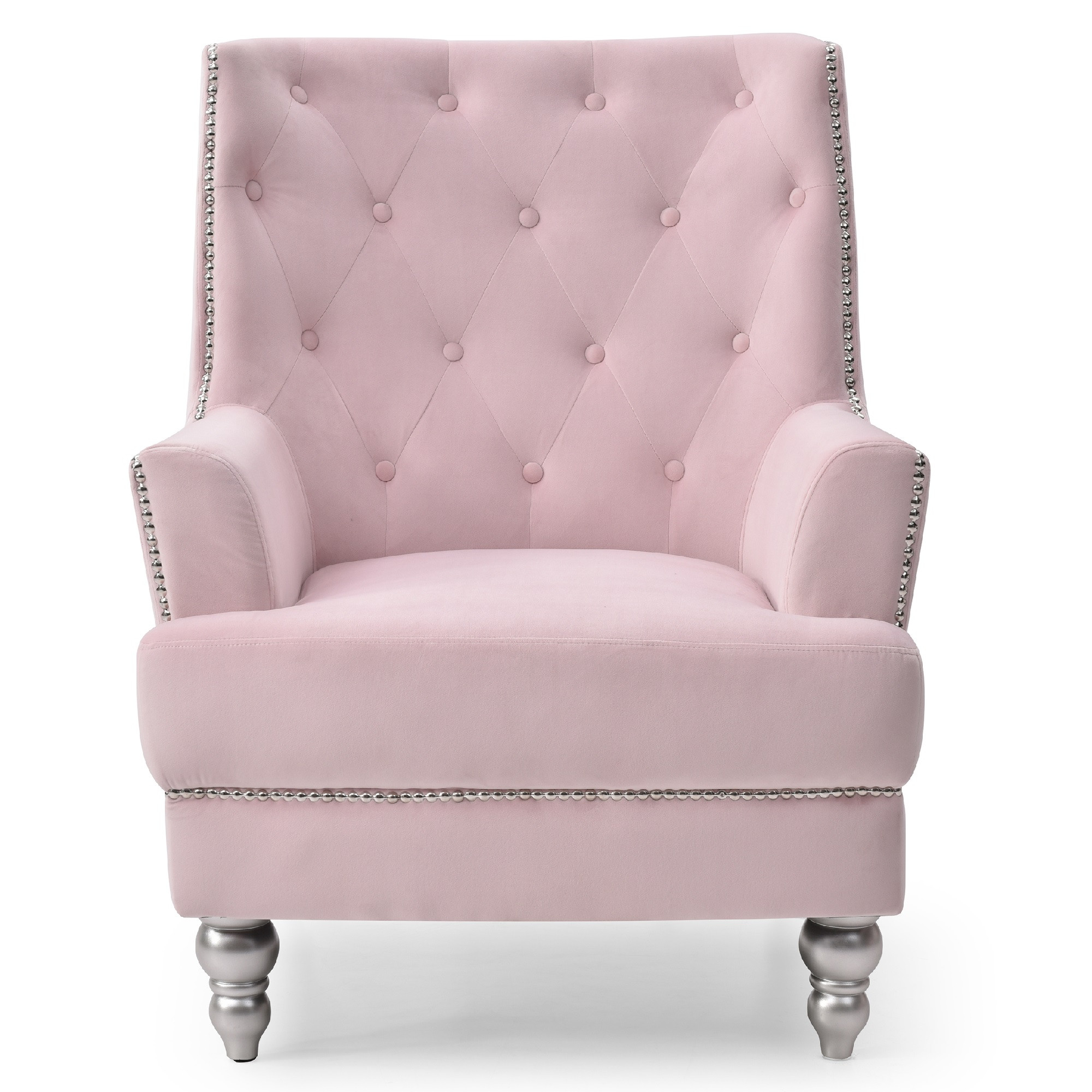 Solid Upholstered Tufted Back Accent Chair - 37" - Pink | Christmas Central