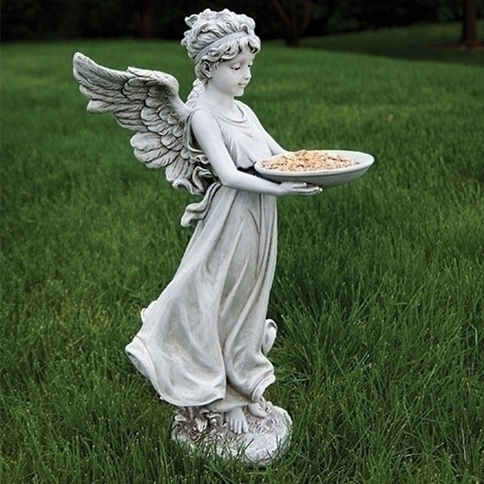 18" Joseph's Studio Religious Angel Bird Feeder Outdoor Garden Statue ...