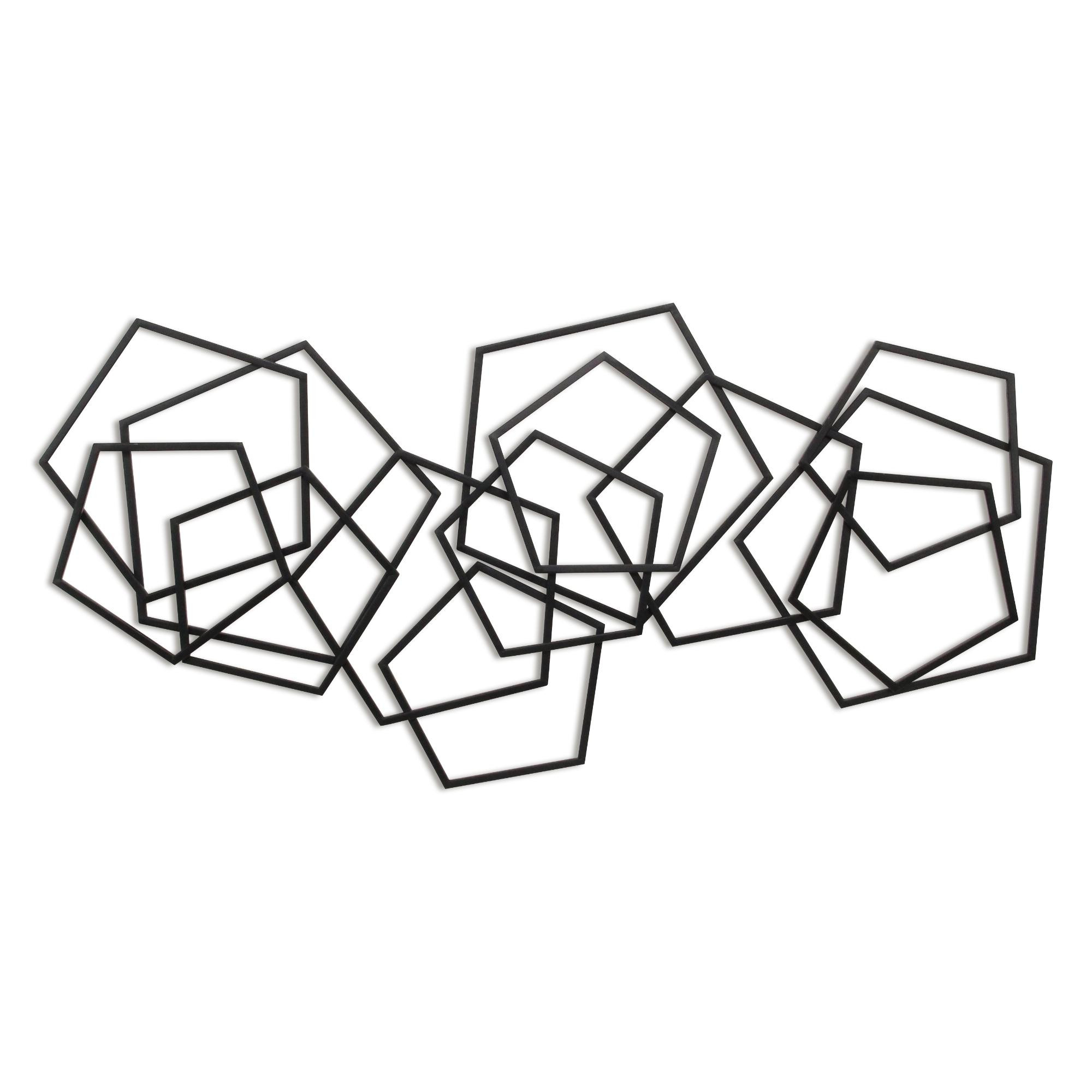 Handcrafted Overlapping Pentagon Wall Decoration - 47.75'' - Black ...