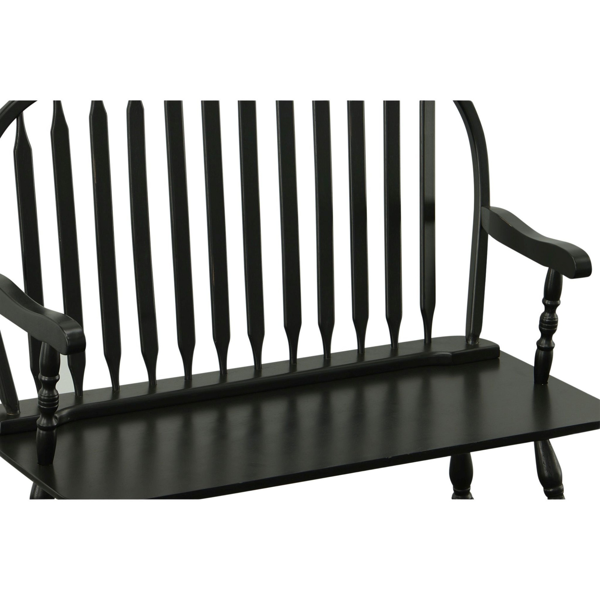 Windsor-Style Arched Back Wood Bench - 44" - Antique Black | Christmas ...