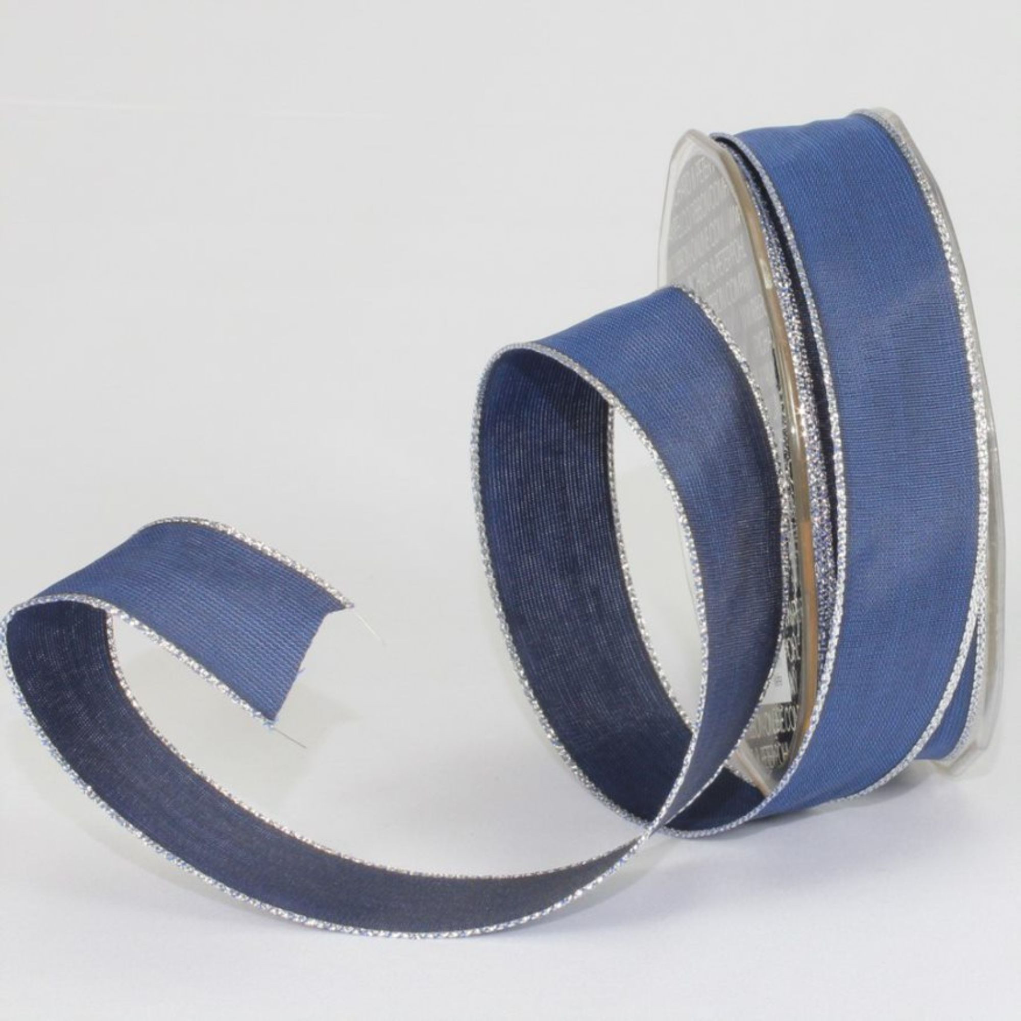 Navy Blue & Silver Solid Wired Craft Ribbon 1" x 54 Yards | Christmas ...