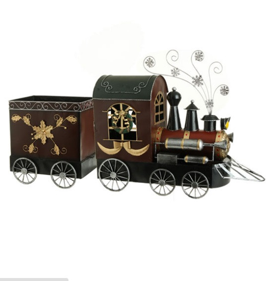 41" Brown & Black Country Rustic Locomotive Train Christmas Decoration ...