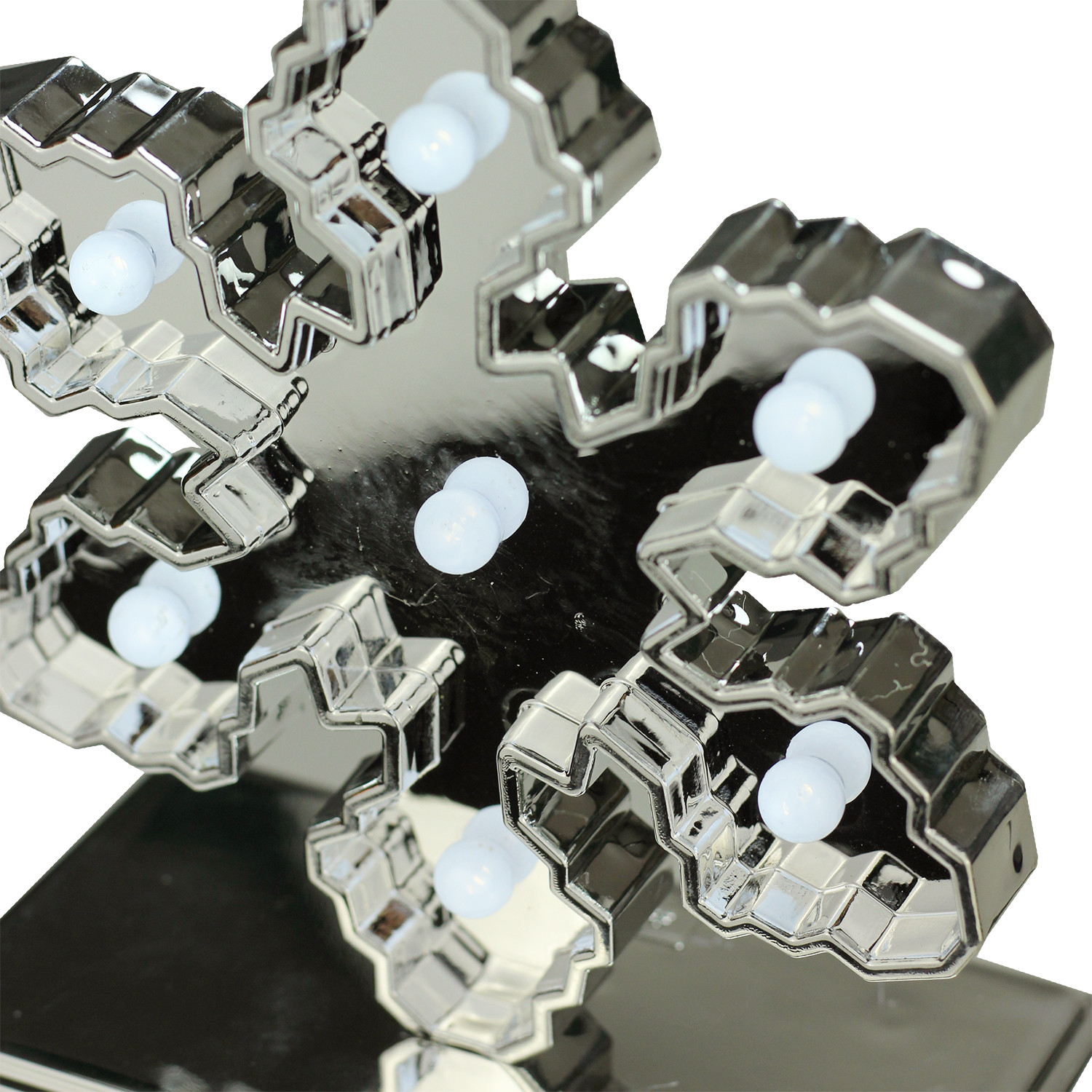 7" Battery Operated LED Lighted Silver Snowflake Christmas Stocking ...