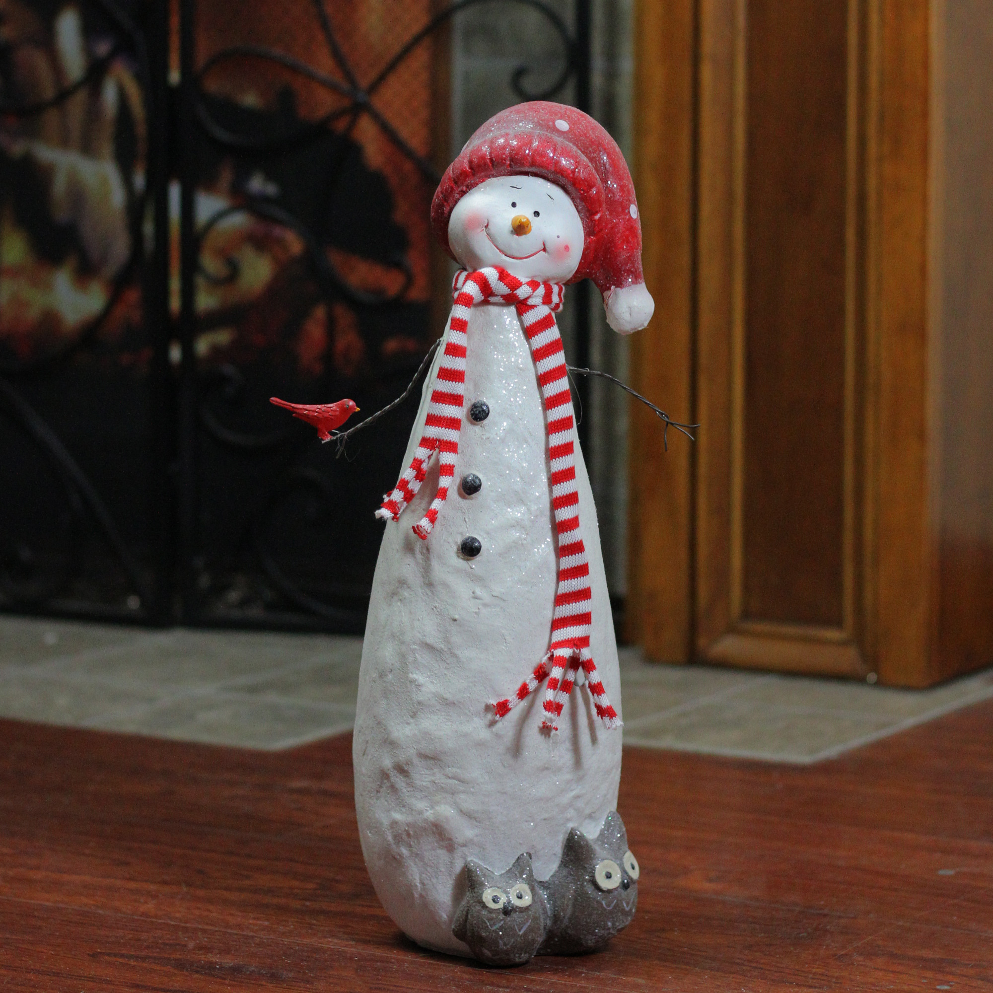 17" Glitter Snowman with Brown Owls Christmas Table Top Decoration ...