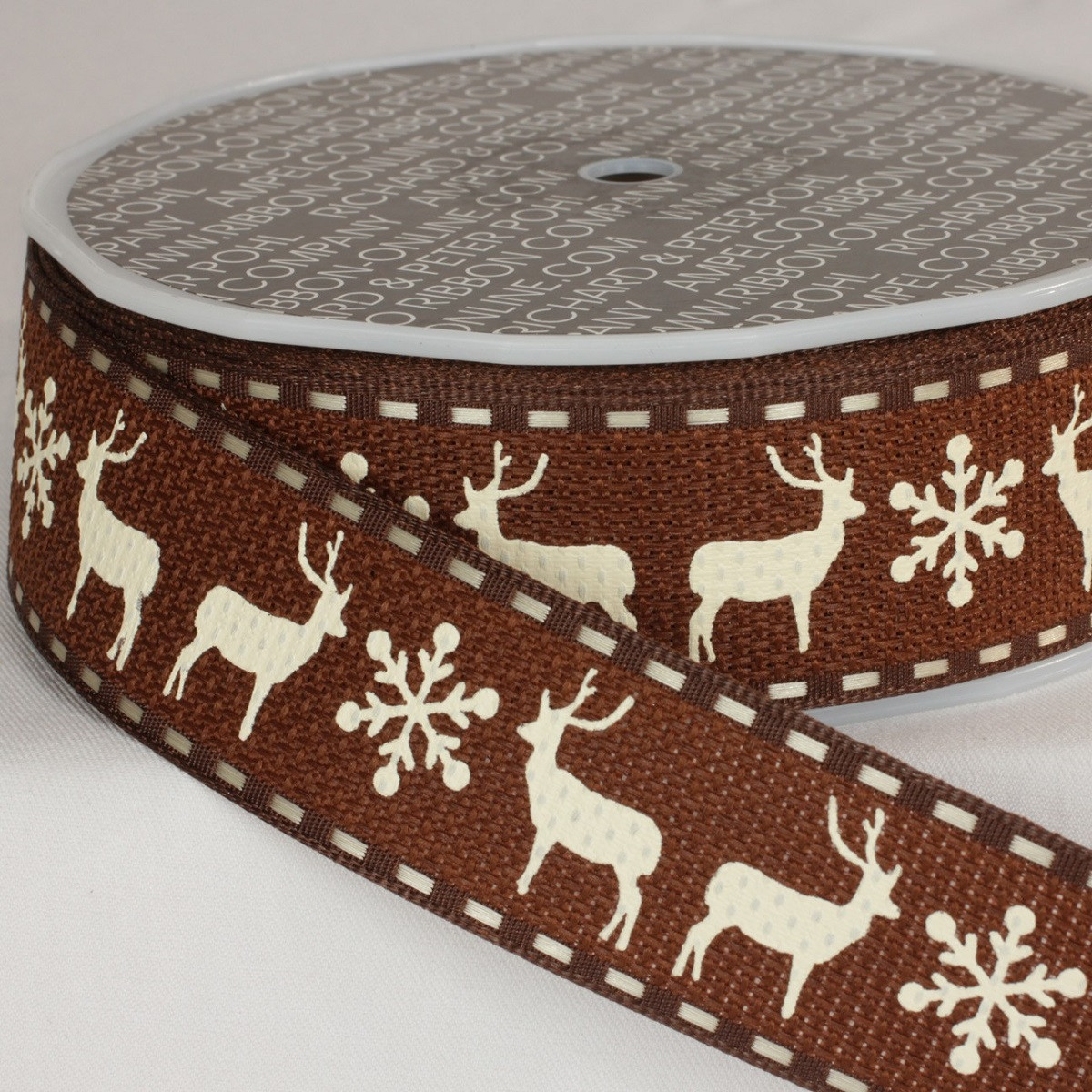 Chocolate Brown & White Christmas Wired Craft Ribbon 1.5" x 27 Yards ...