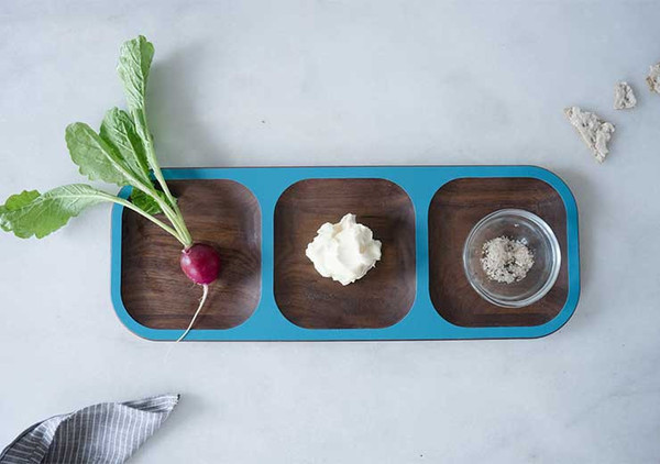 15" Blue & Brown Handcrafted Rectangular Tasting Tray | Christmas Central