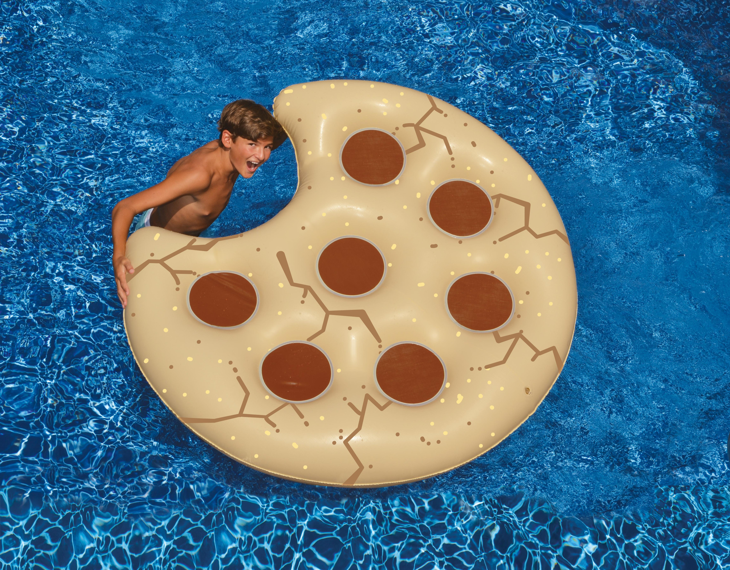 60" Water Sports Inflatable Cookie Shaped Swimming Pool Floating Raft ...