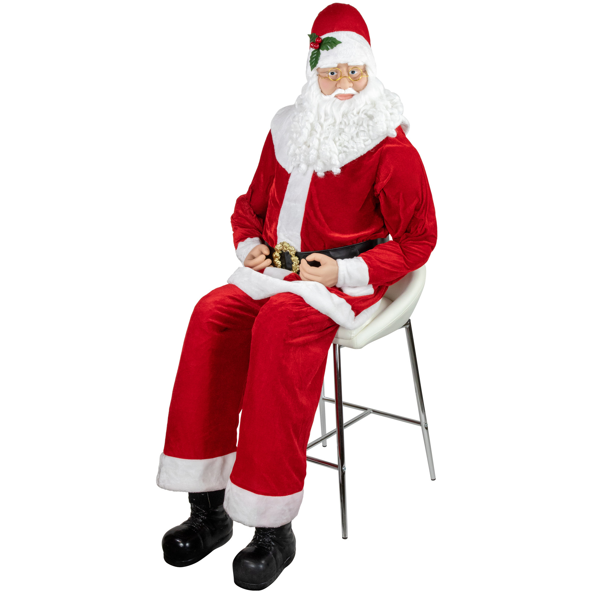 72" Life-Size Plush Santa Claus Standing or Sitting Christmas Figure ...