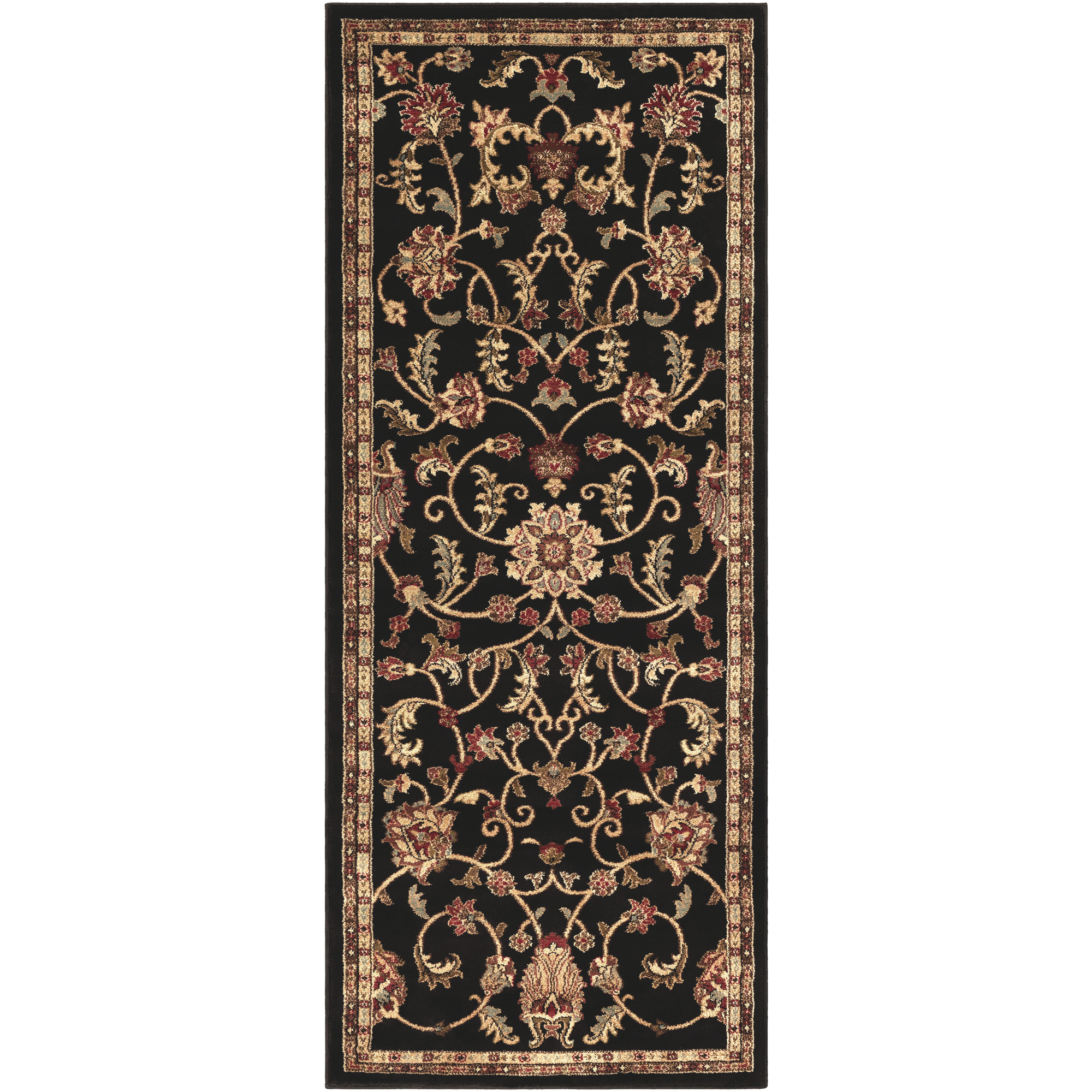 3' x 8' Contemporary Black & Beige Rectangular Throw Rug Runner ...