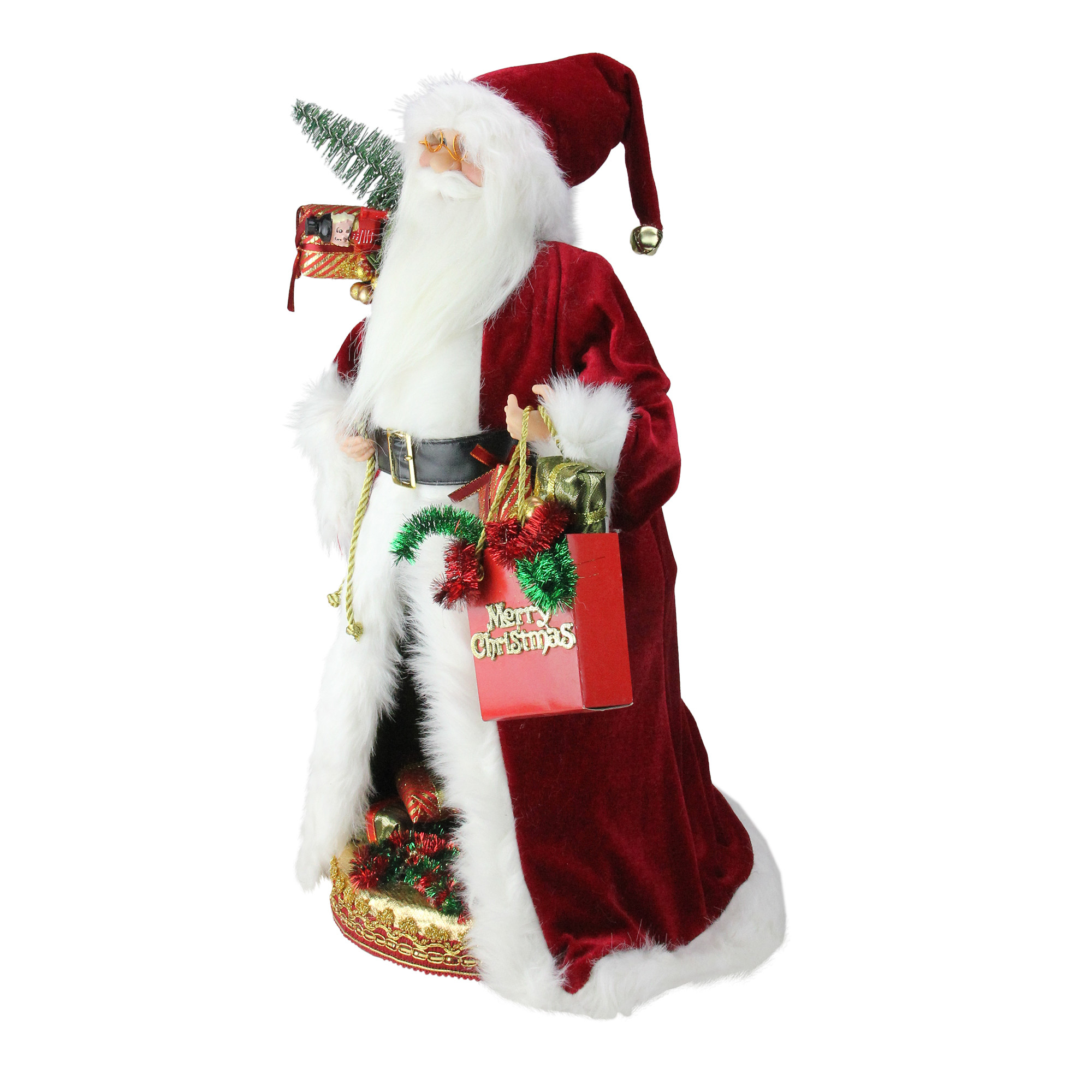 20" Red & White Battery Operated Musical Standing Santa Claus with LED ...