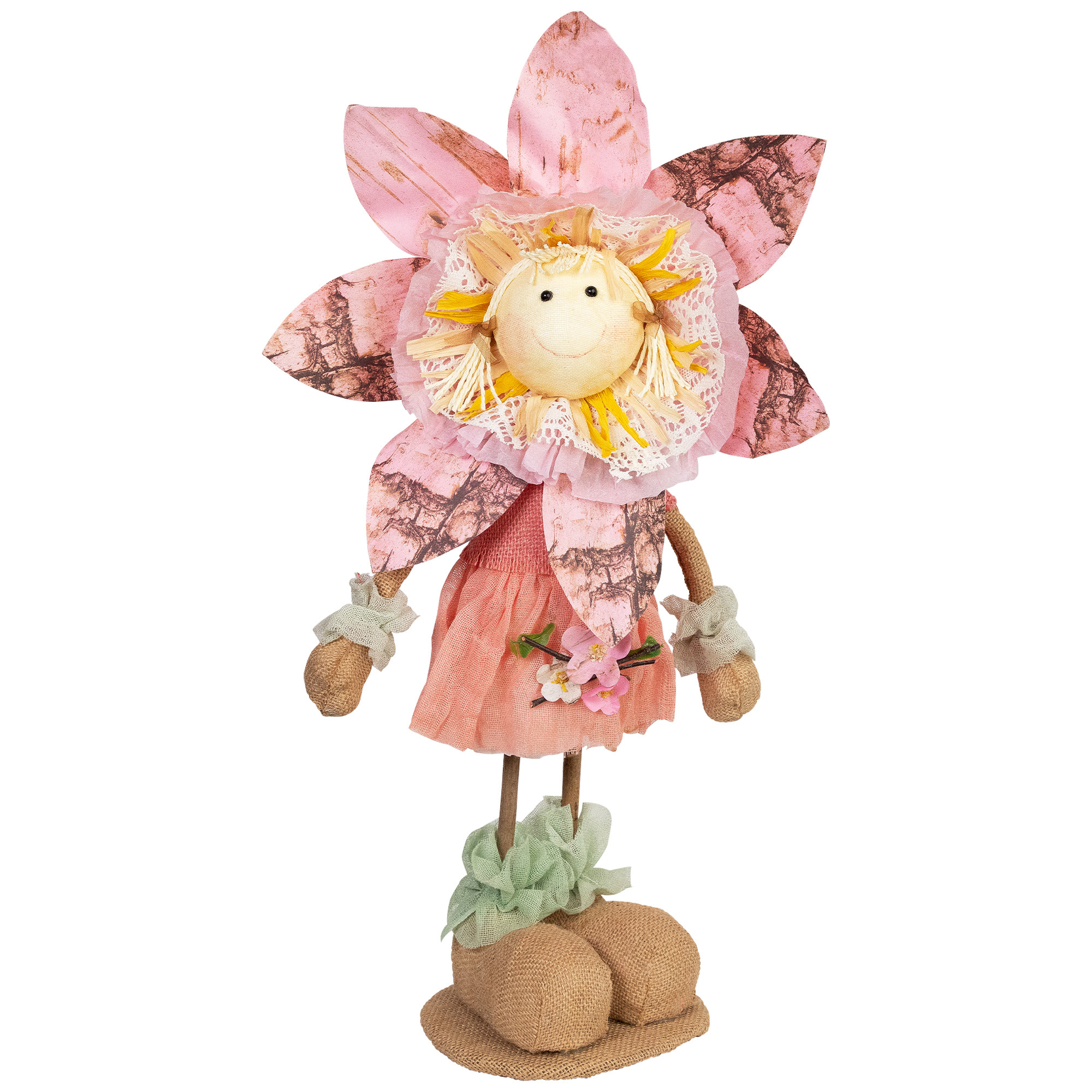 Spring Floral Standing Sunflower Girl Decorative Figure - 21.5" - Pink ...