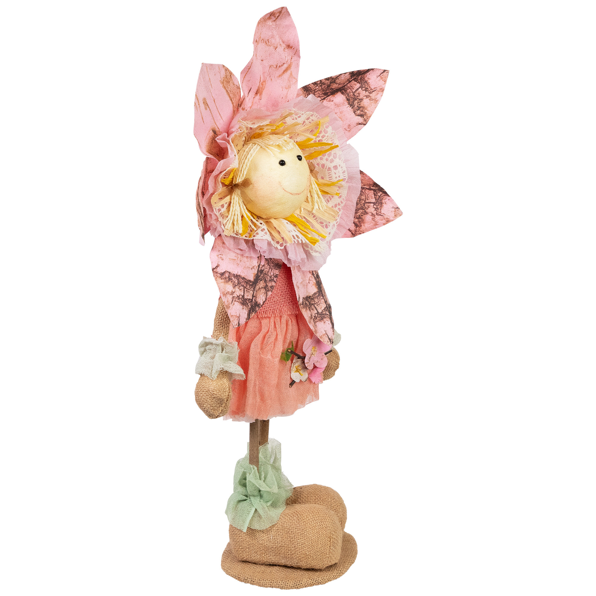 Spring Floral Standing Sunflower Girl Decorative Figure - 21.5" - Pink ...