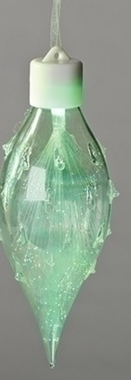 6.5" Fiber Optic Multi- Colored LED Iridescent Glass Christmas Finial ...