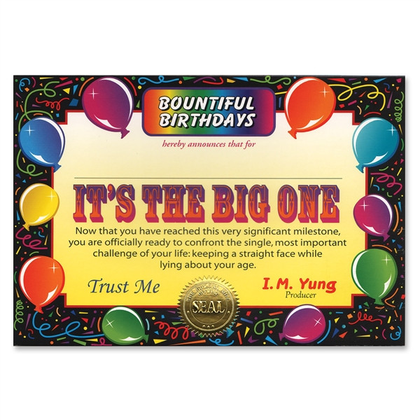 Pack of 6 ''It's The Big One'' Certificates 5'' x 7'' | Christmas Central