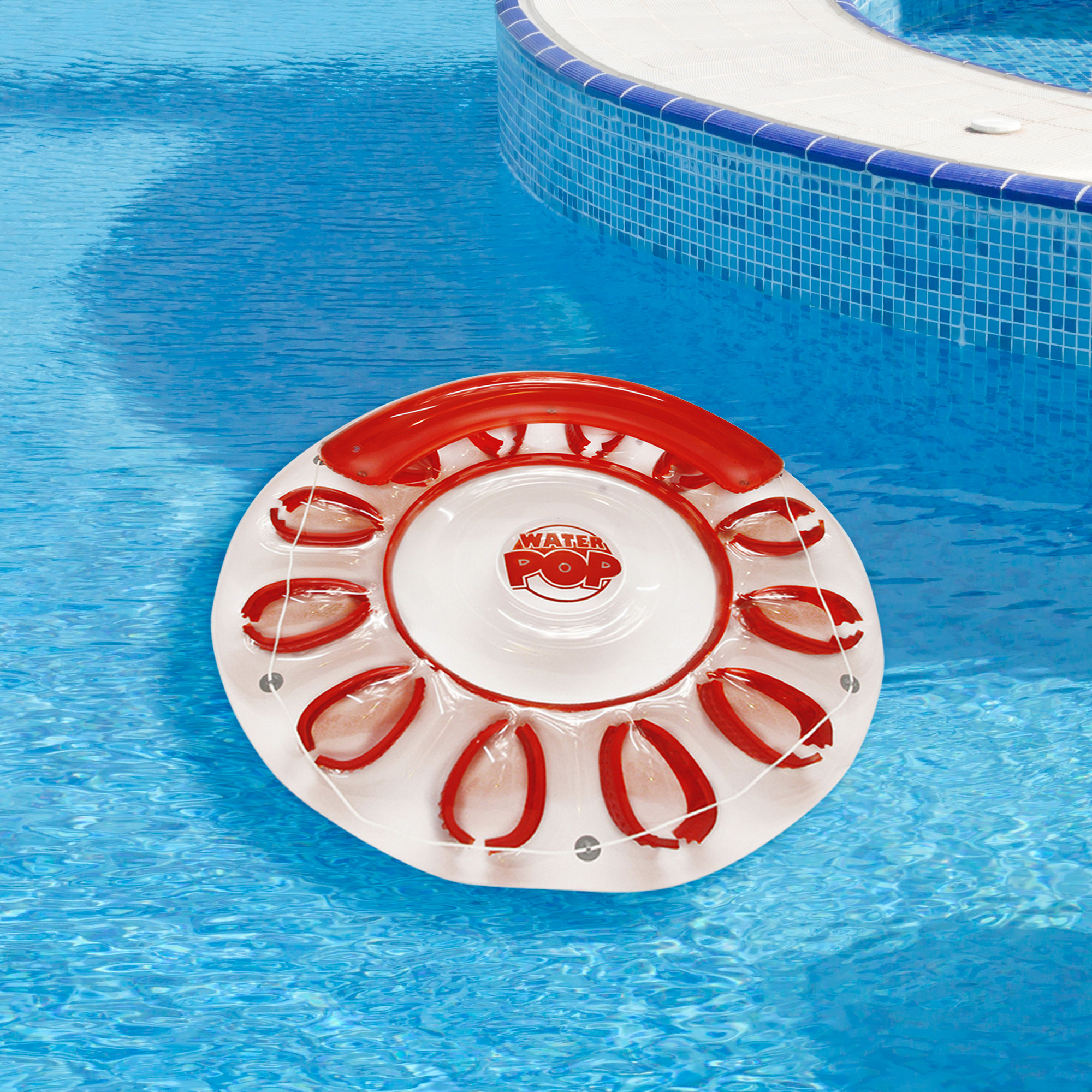Inflatable Red & Clear Water Pop Circular Swimming Pool Lounger, 72 ...
