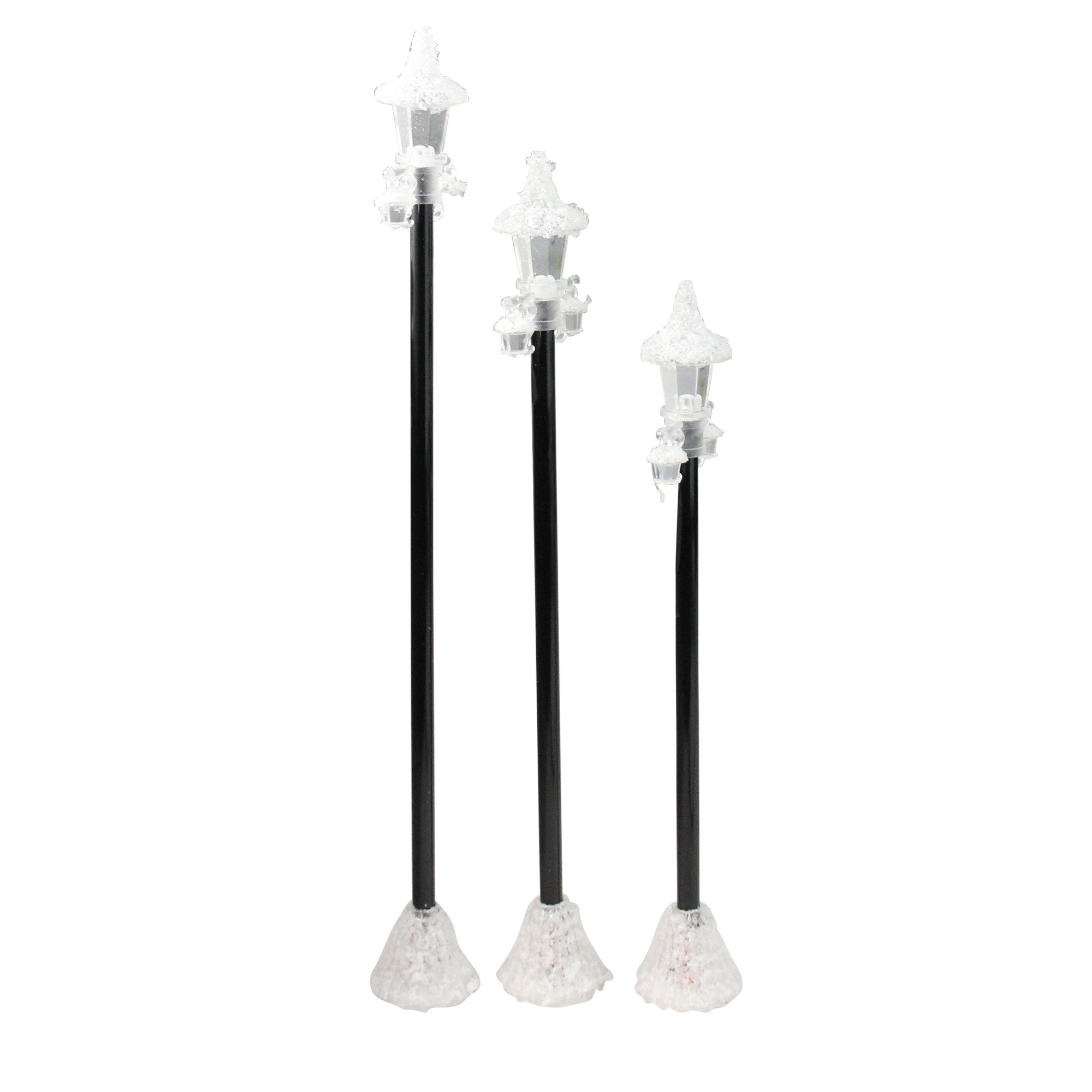 Set of 3 LED Lighted Victorian-Style Christmas Village Lamp Post ...