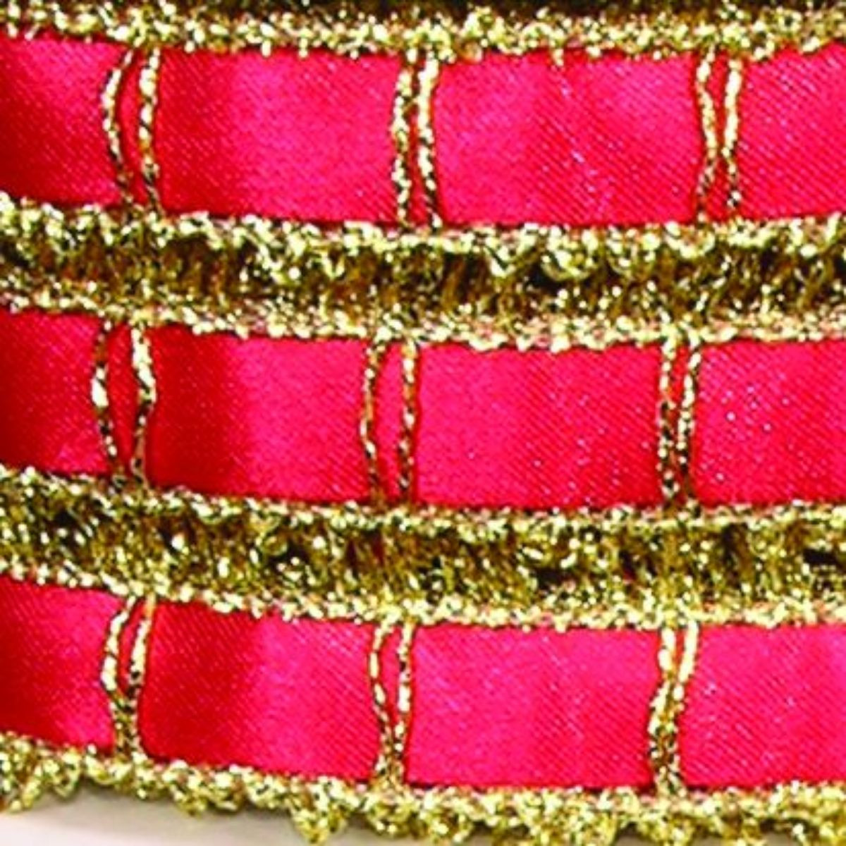 Red & Gold Open Weave Wire Edged Craft Ribbon 2" x 20 Yards | Christmas ...