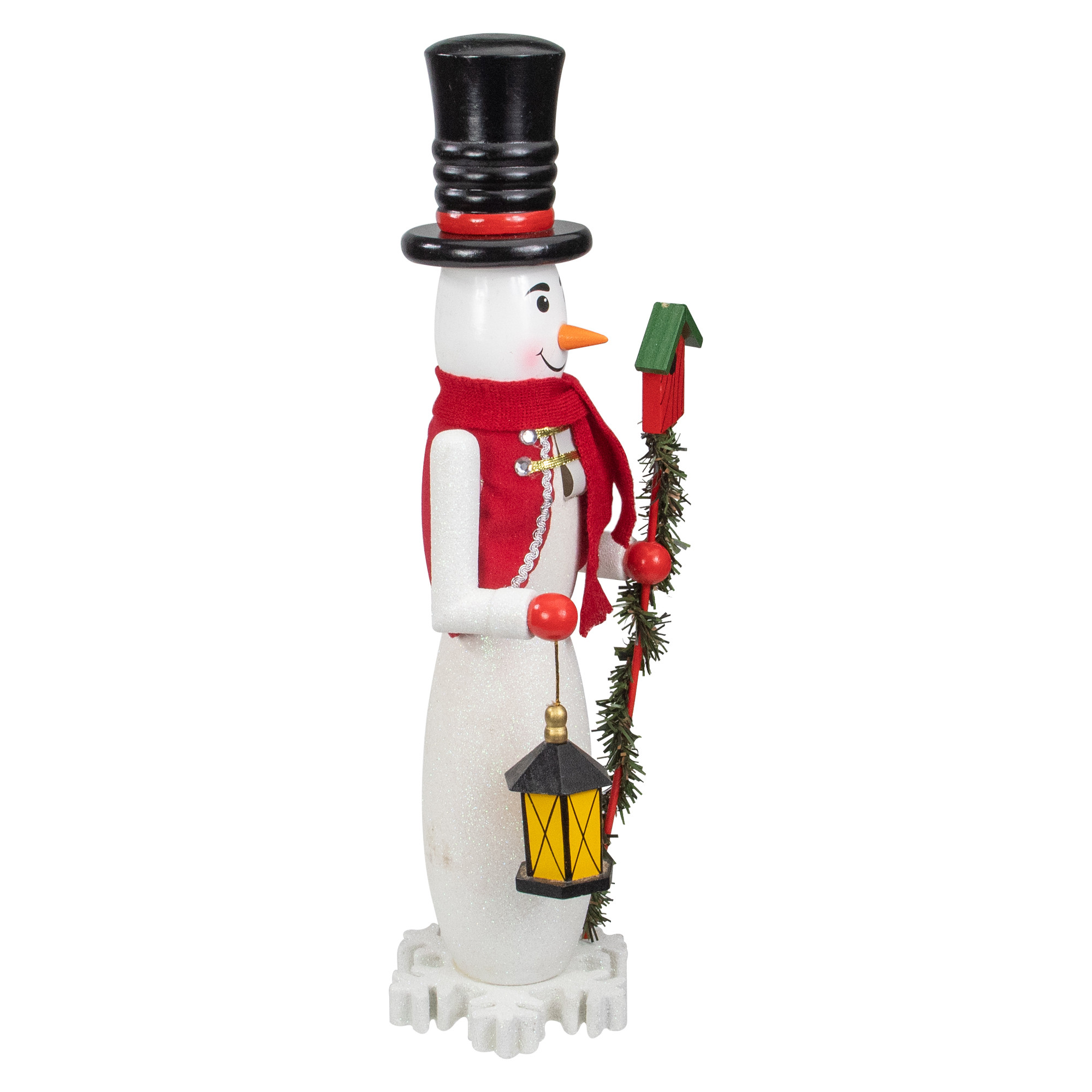 18" White & Red Wooden Snowman Christmas Nutcracker | Christmas Central