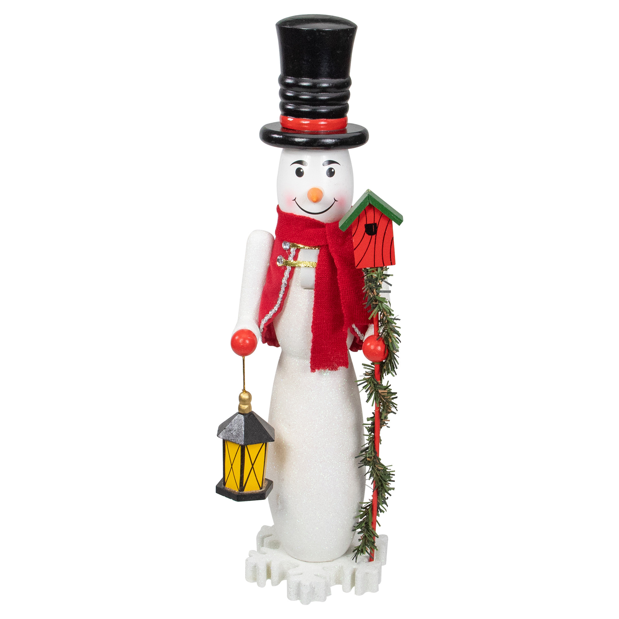 18" White & Red Wooden Snowman Christmas Nutcracker | Christmas Central