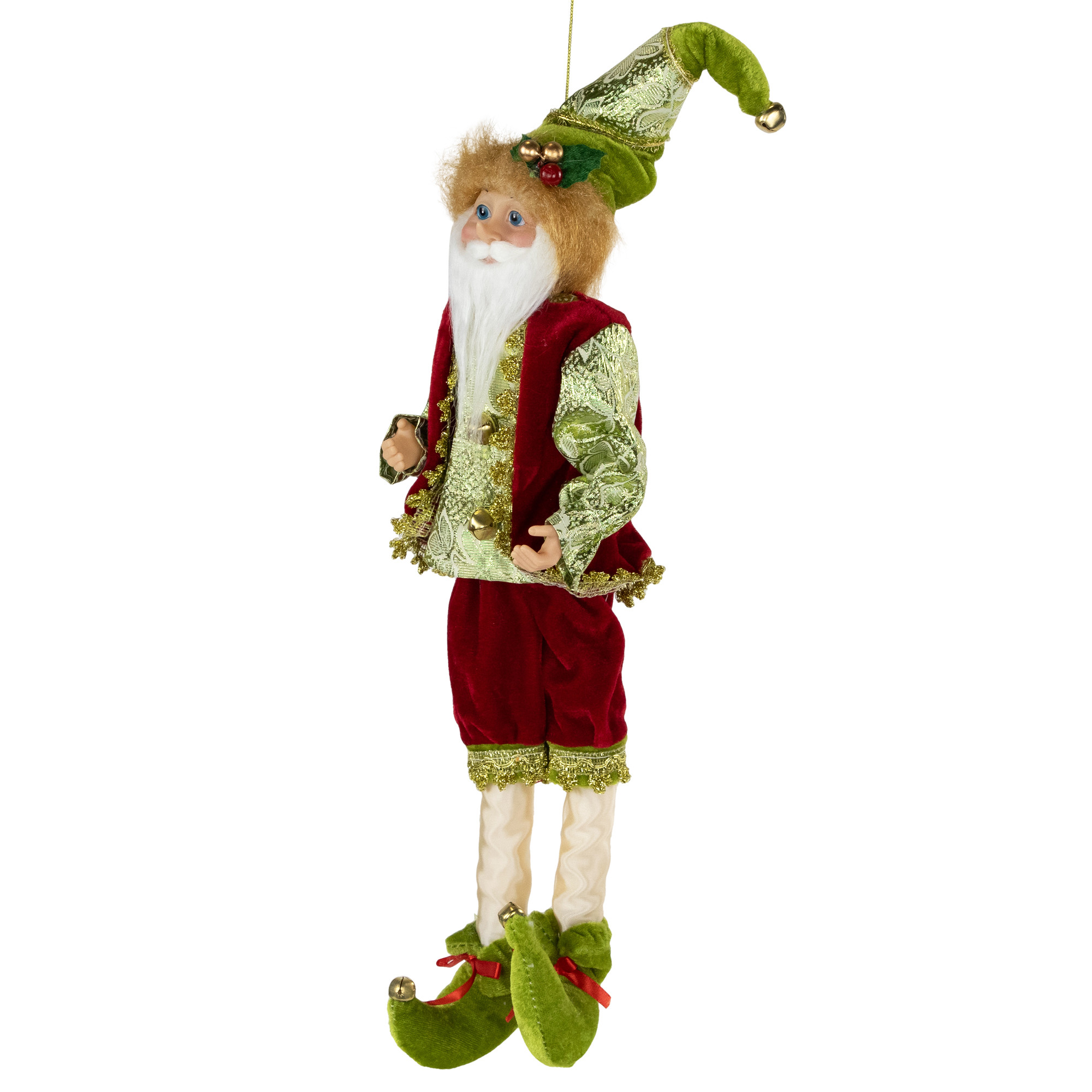 18" Red & Green Poseable Whimsical Elf Christmas Figurine | Christmas ...