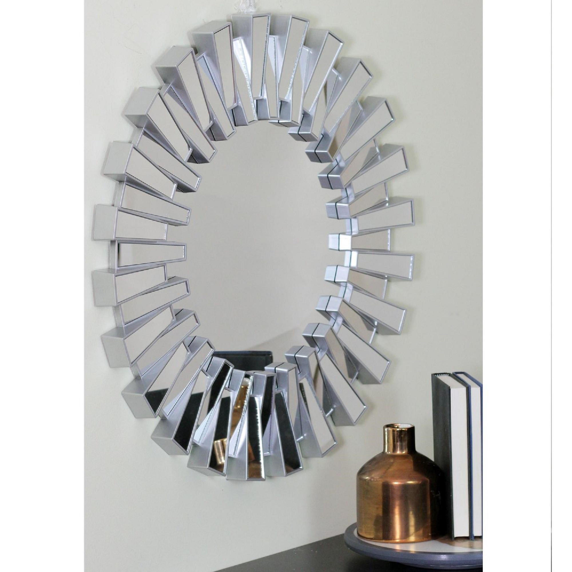 25.5" Silver Aztec Sunburst Round Mirror Wall Decor | Christmas Central