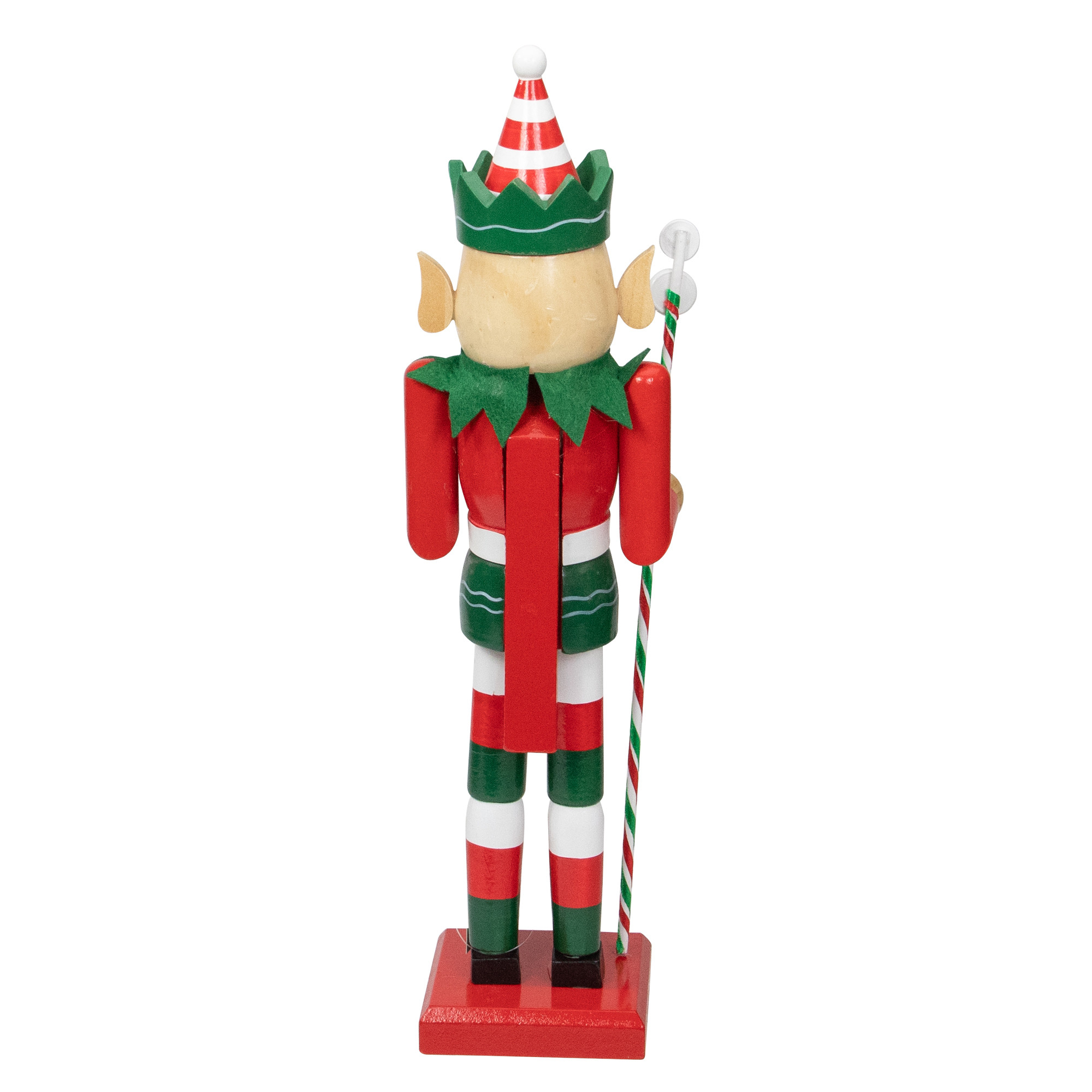 15" Red & Green Traditional Striped Elf Christmas Nutcracker ...
