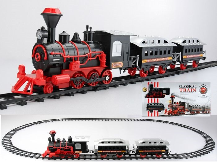 13-Piece Red & Black Battery Operated Lighted & Animated Train Set with ...