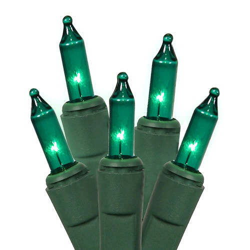 100-Count Teal Green Mini Christmas Light Set, 18ft Green Wire ...