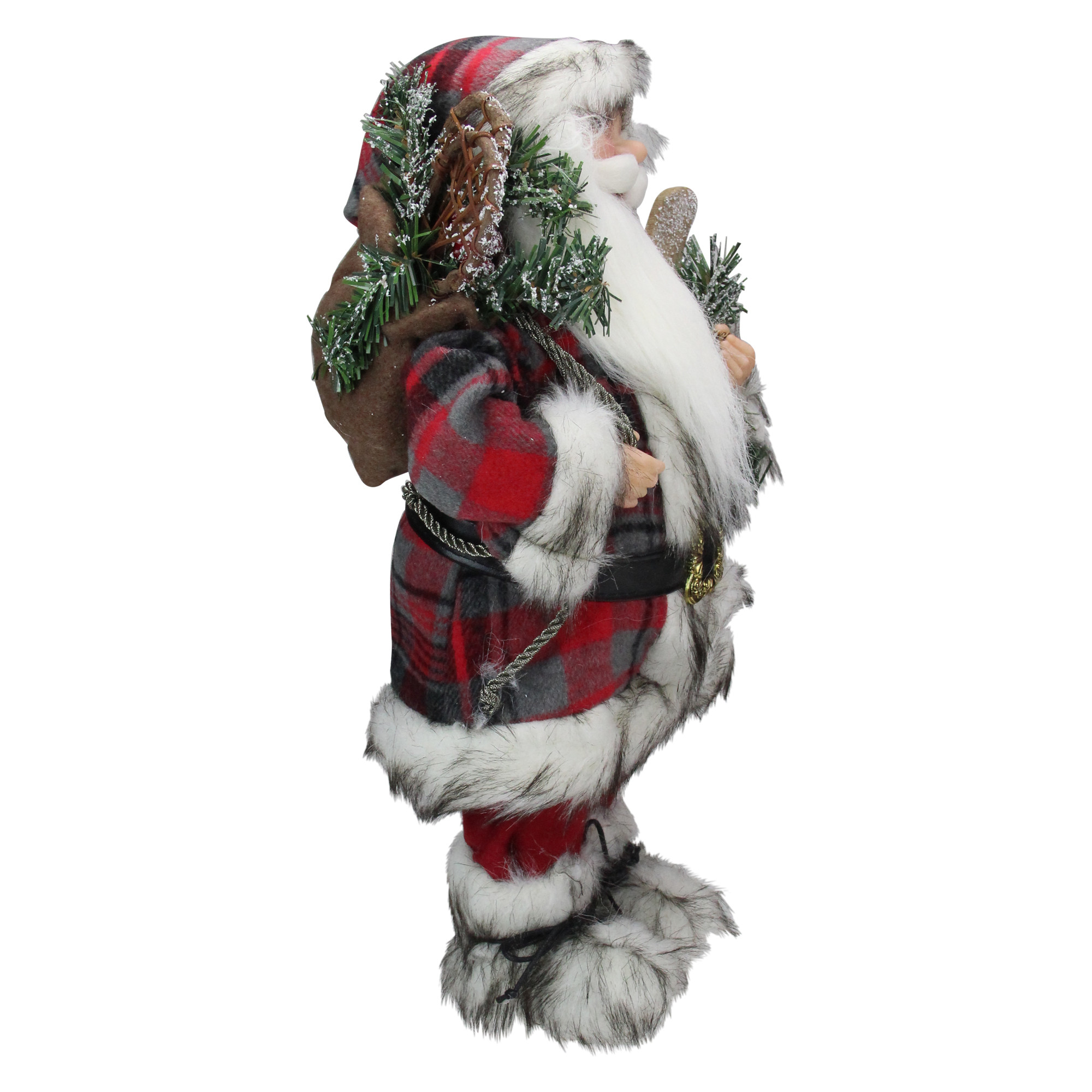 Alpine Chic Standing Santa Claus with Snowshoes & Skis Christmas Figure ...