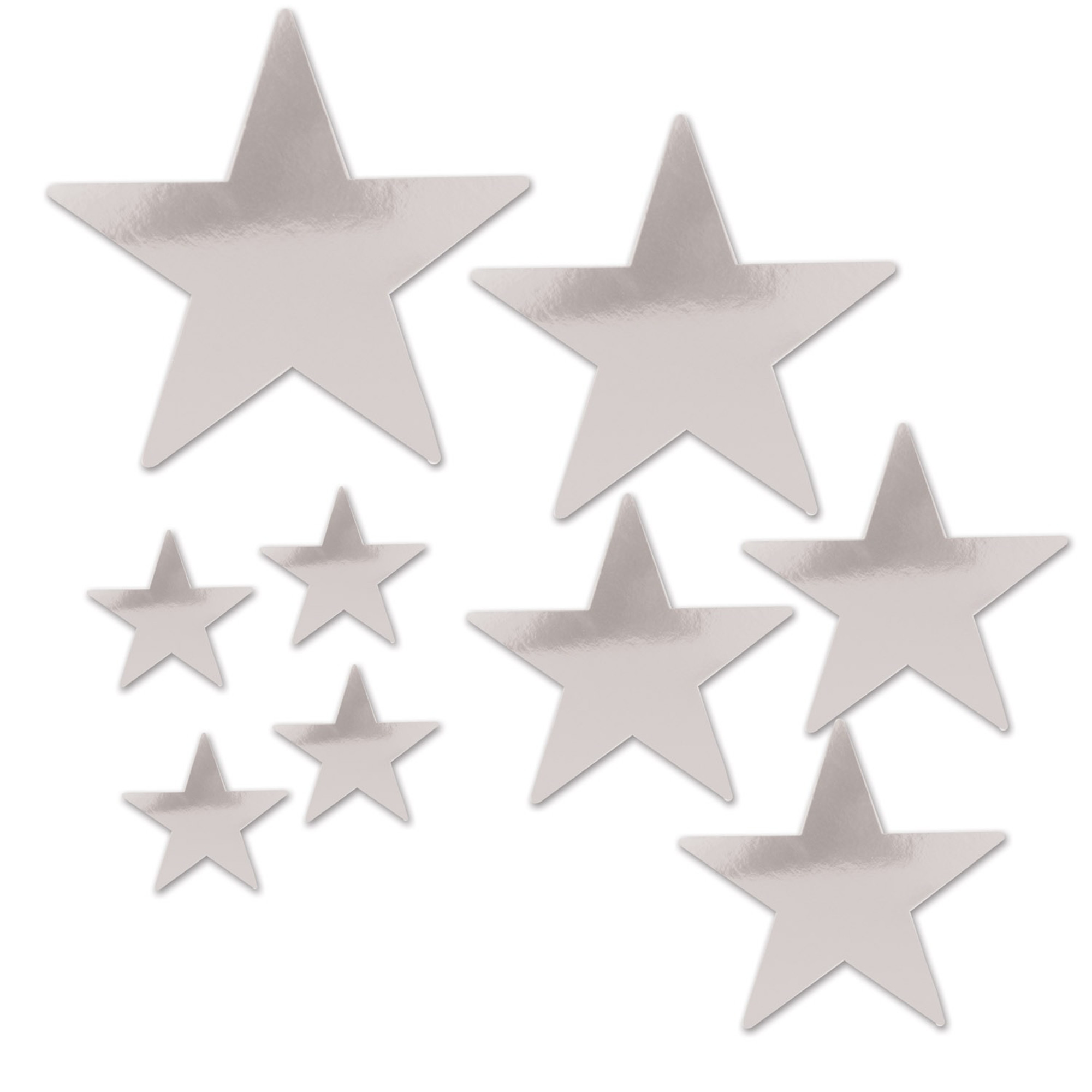 Club Pack of 108 Decorative Silver Assorted Packaged Foil Star Cutouts ...