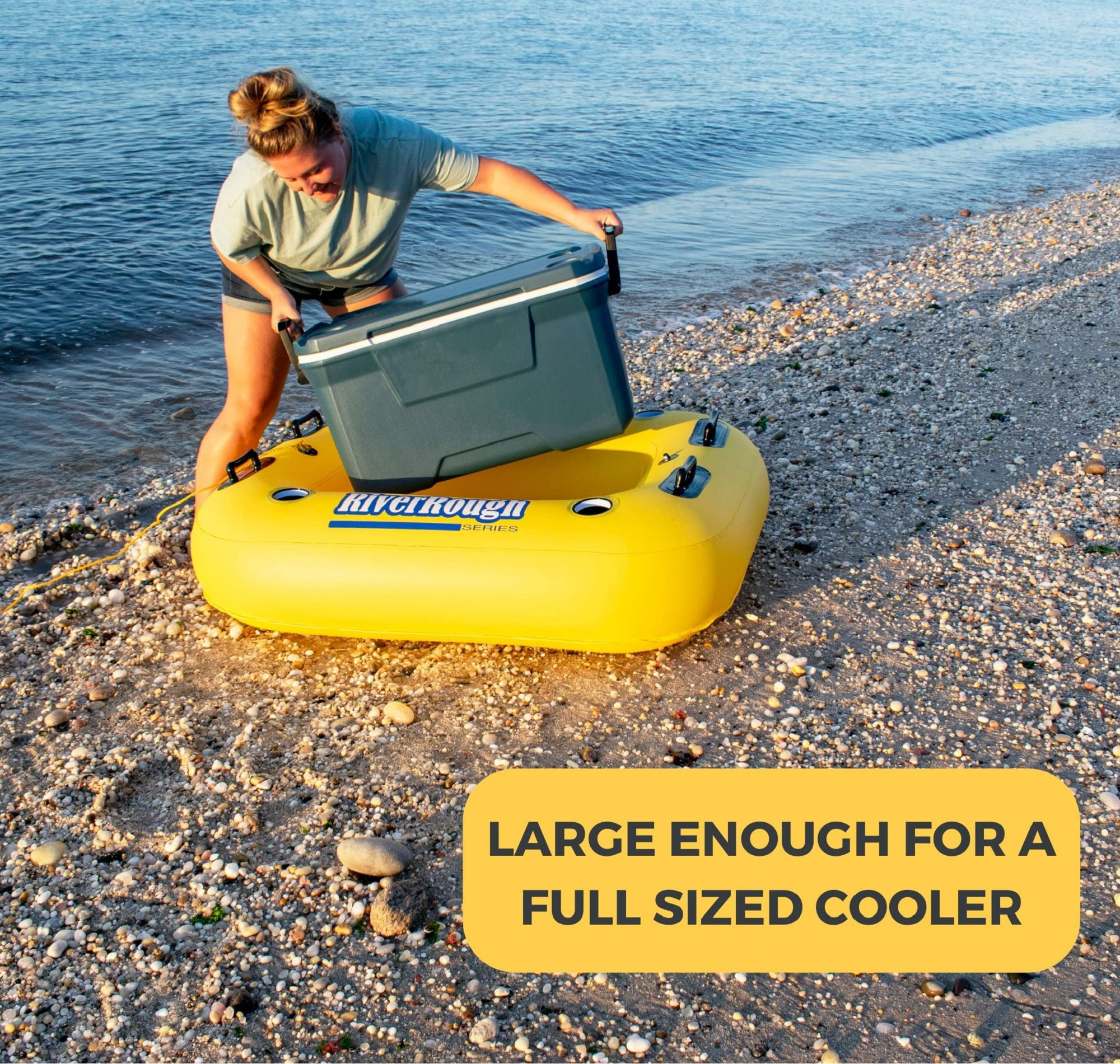 Inflatable Swimming Pool Cooler Raft Float - 55" - Yellow & Black ...