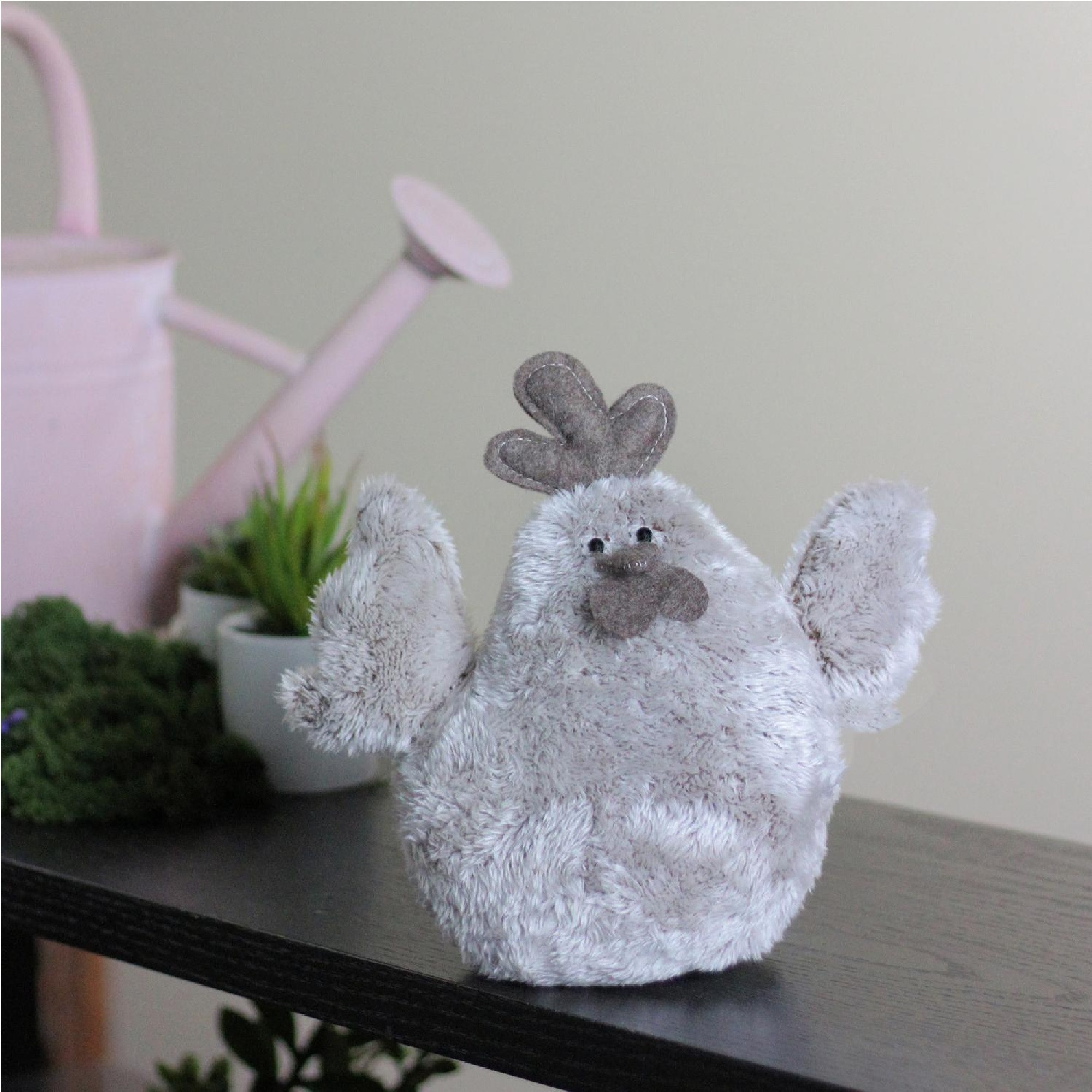 10" Gray & Brown Plush Faux Fur Easter Spring Rooster Stuffed Animal ...