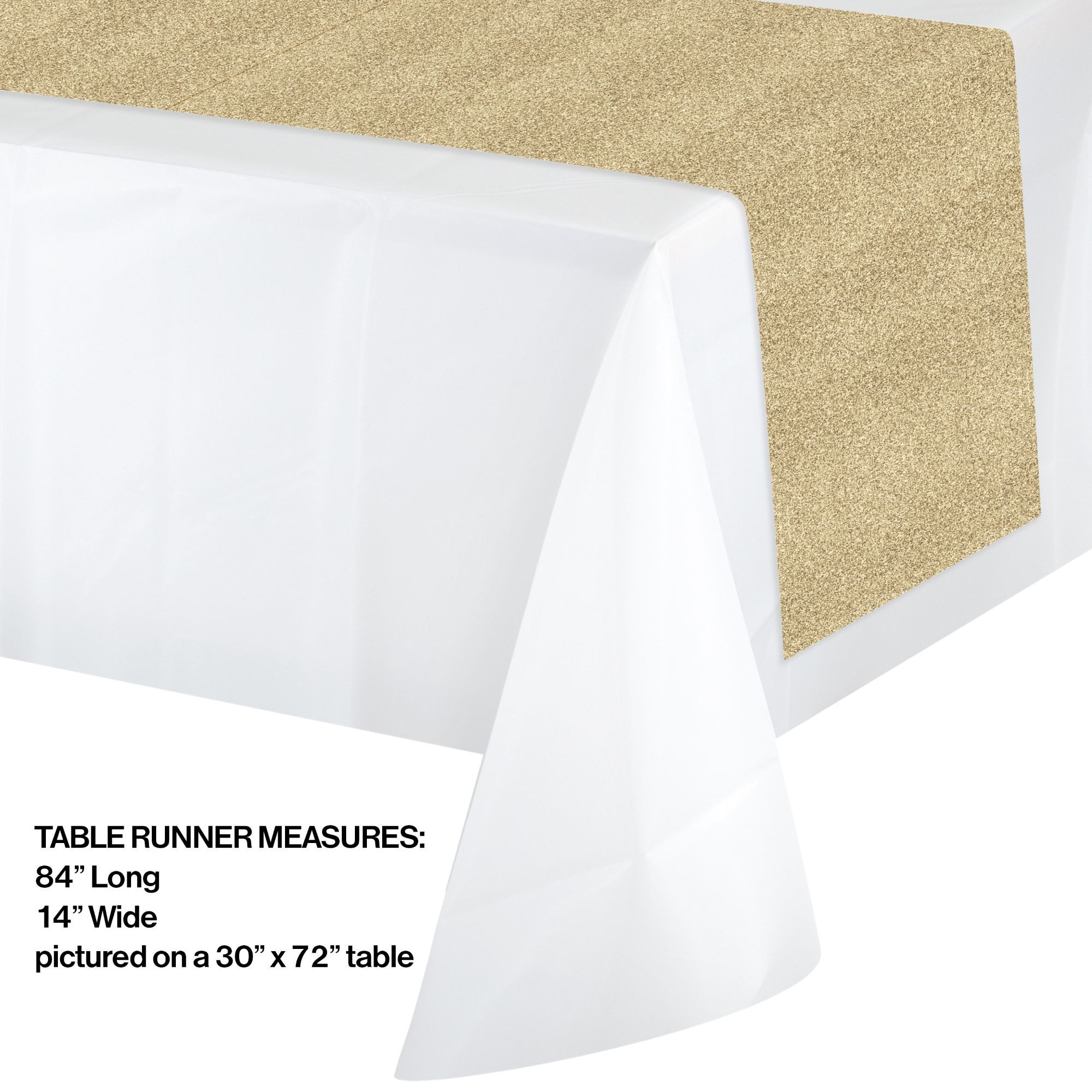 Pack of 6 Glittering Gold & White Disposable Party Banquet Table ...