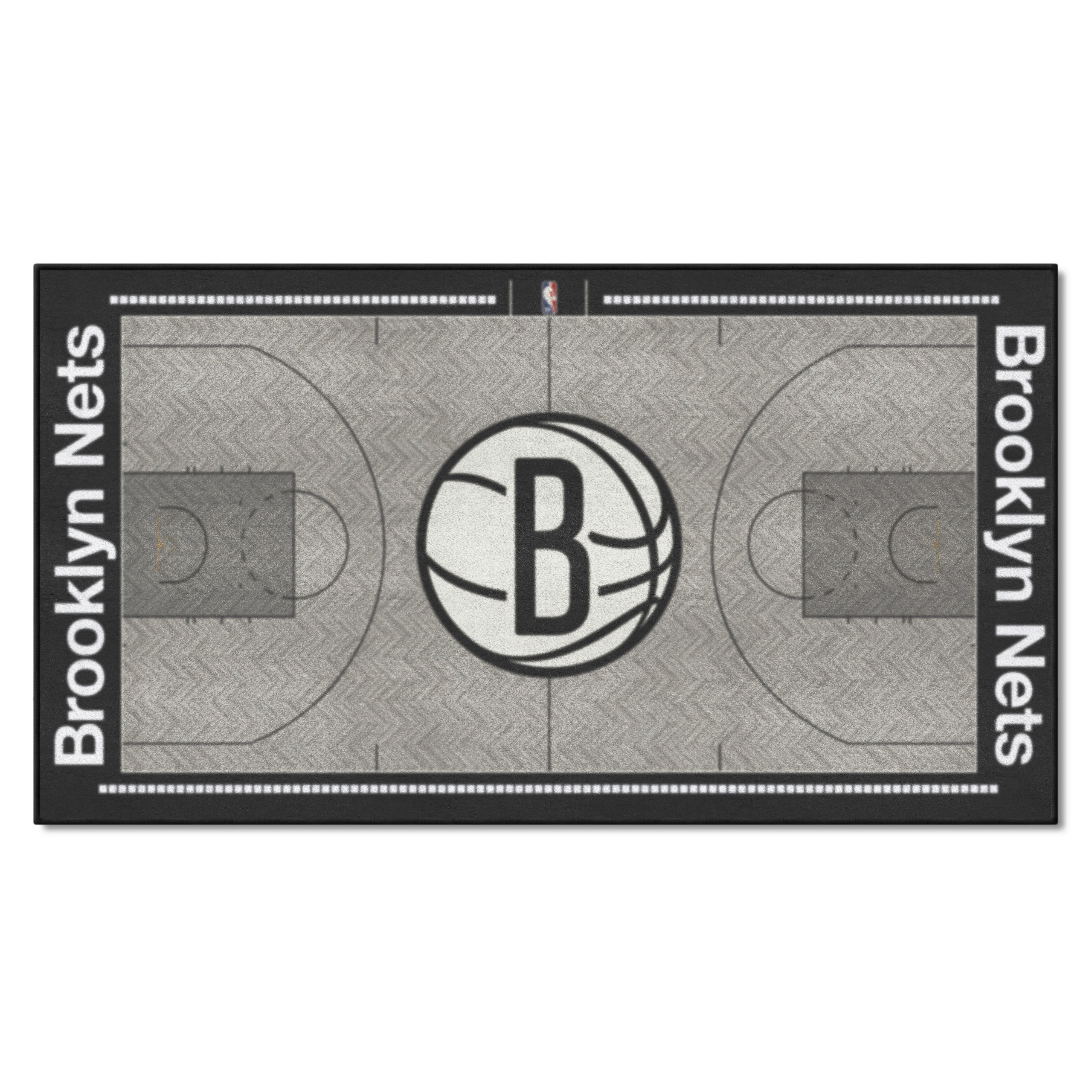 29.5" x 54" Black NBA Brooklyn Nets Court Large Mat Area Rug Runner ...