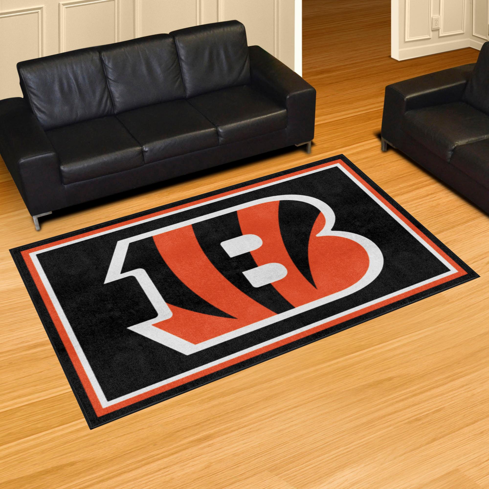 4.9' x 7.3' Orange & Black NFL Cincinnati Bengals Ultra Plush ...