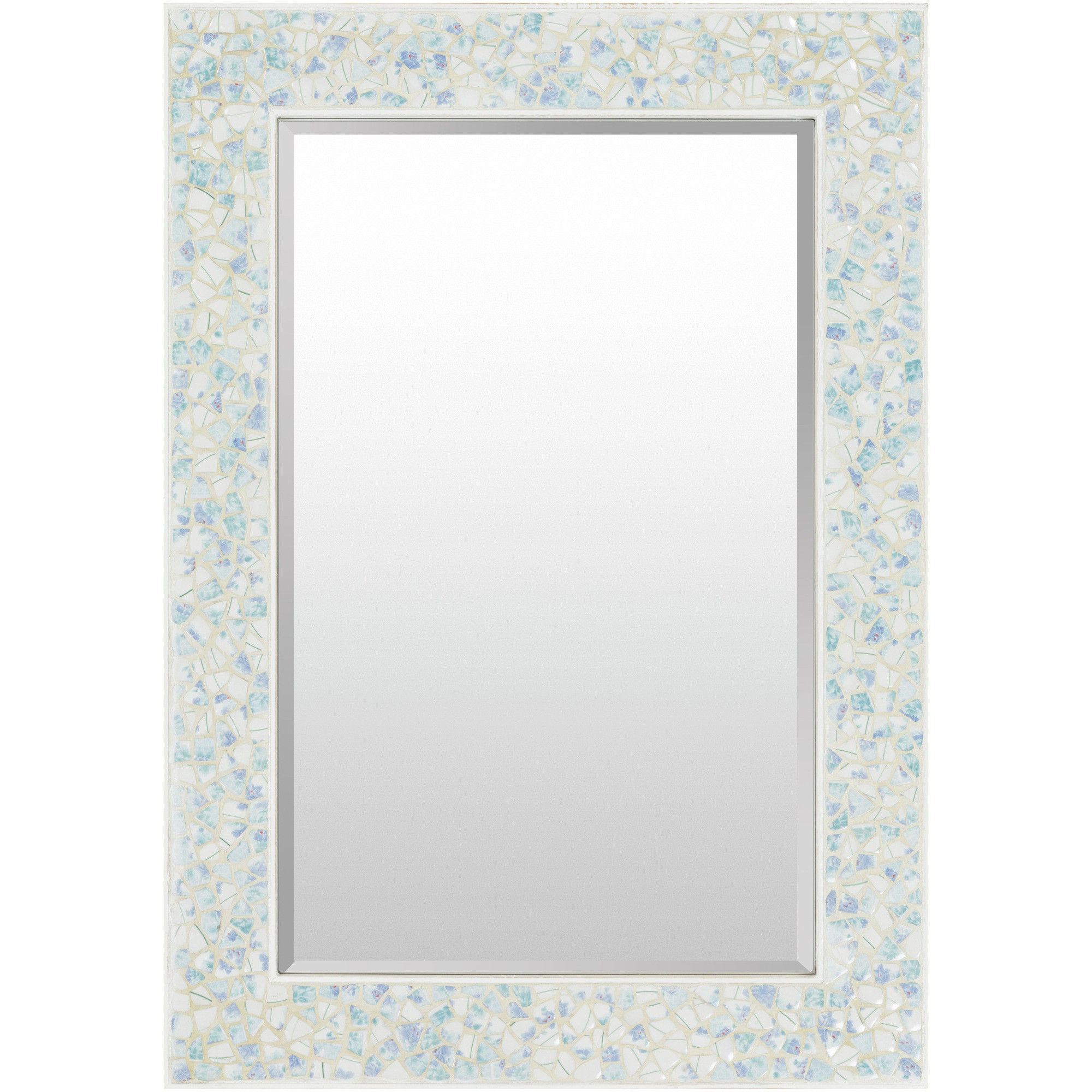40" Sapphire Blue & White Natural Stone Finish Rectangular Framed Wall ...