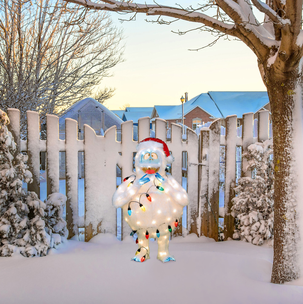 32" Lighted Bumble with String Lights Outdoor Christmas Yard Decoration ...