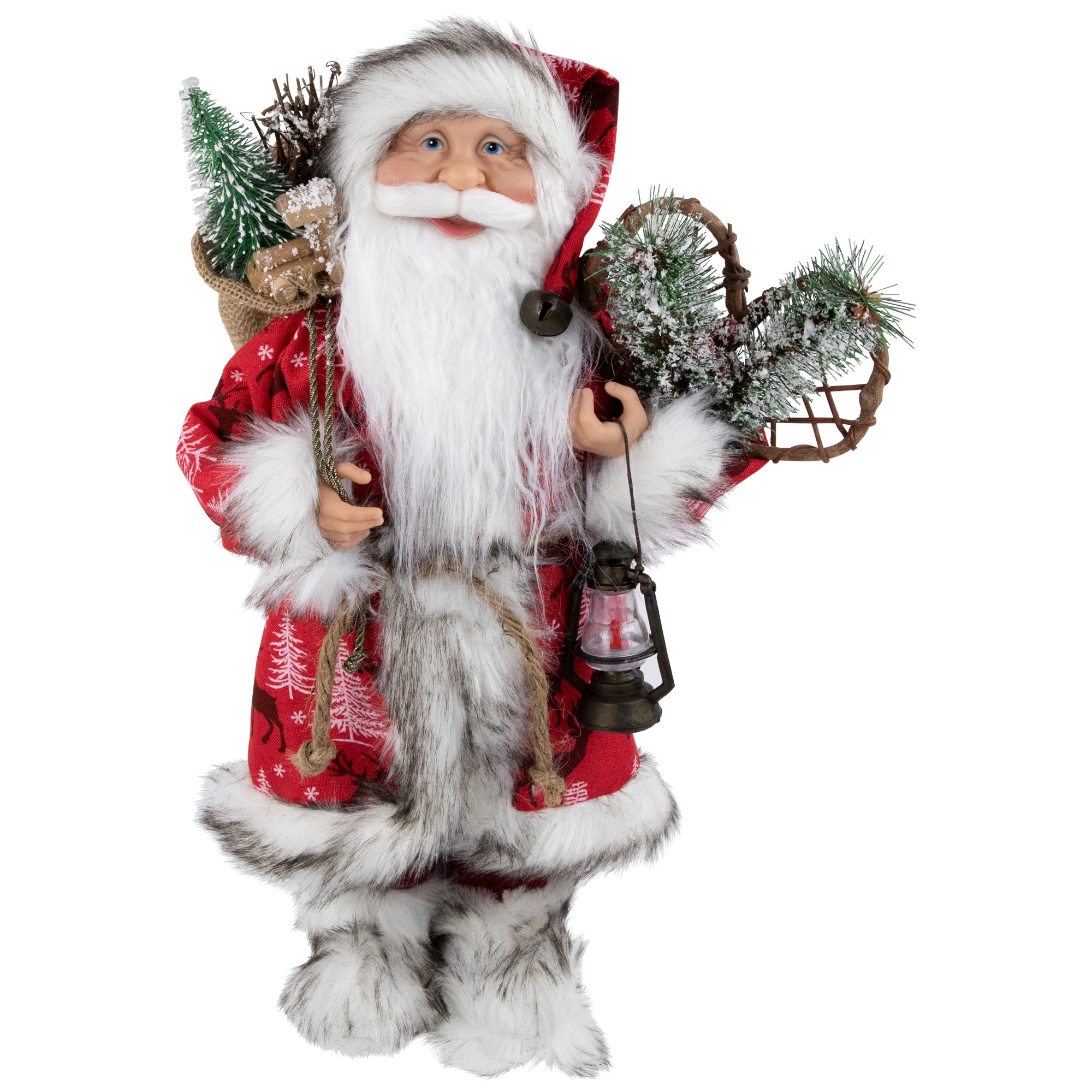 16" Santa Claus with Lantern & Snowshoes Christmas Figure | Christmas ...