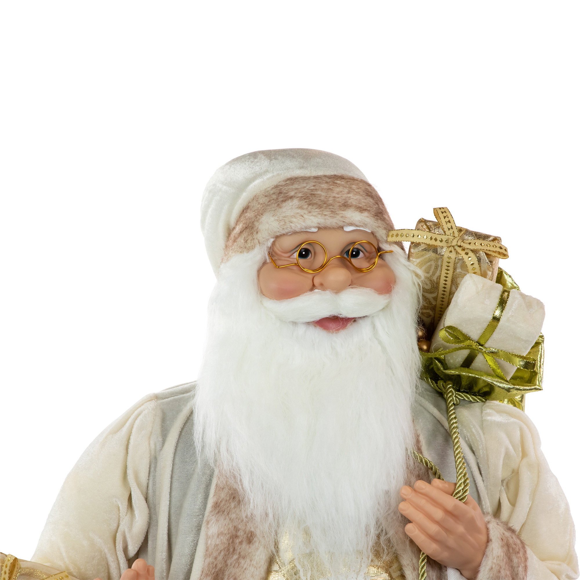 36" Winter White & Ivory Santa Claus with Gift Bag Christmas Figure ...