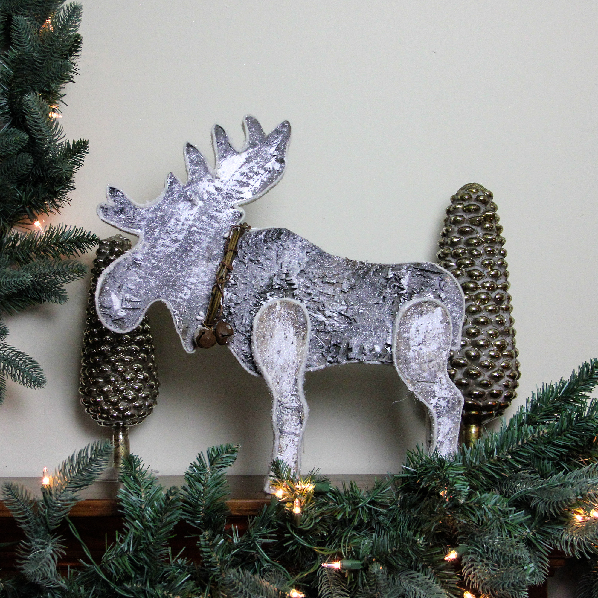 Natural Wood Standing Christmas Moose Figure - 16" - Gray | Christmas ...