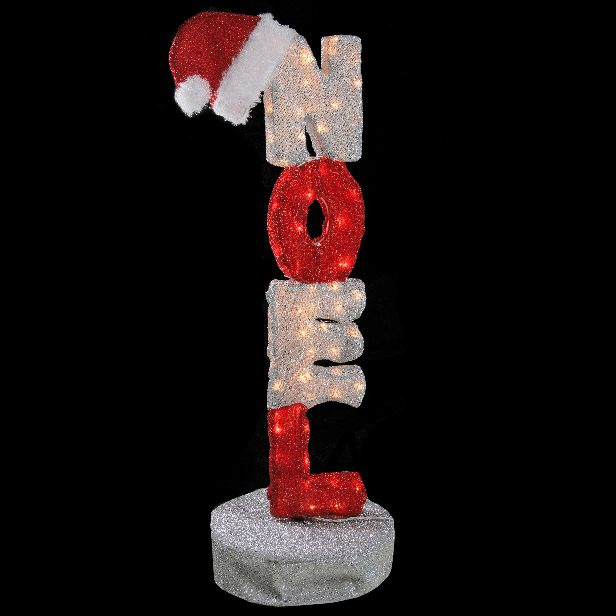 41" Animated Red & Silver Lighted Noel Sign Christmas Outdoor ...
