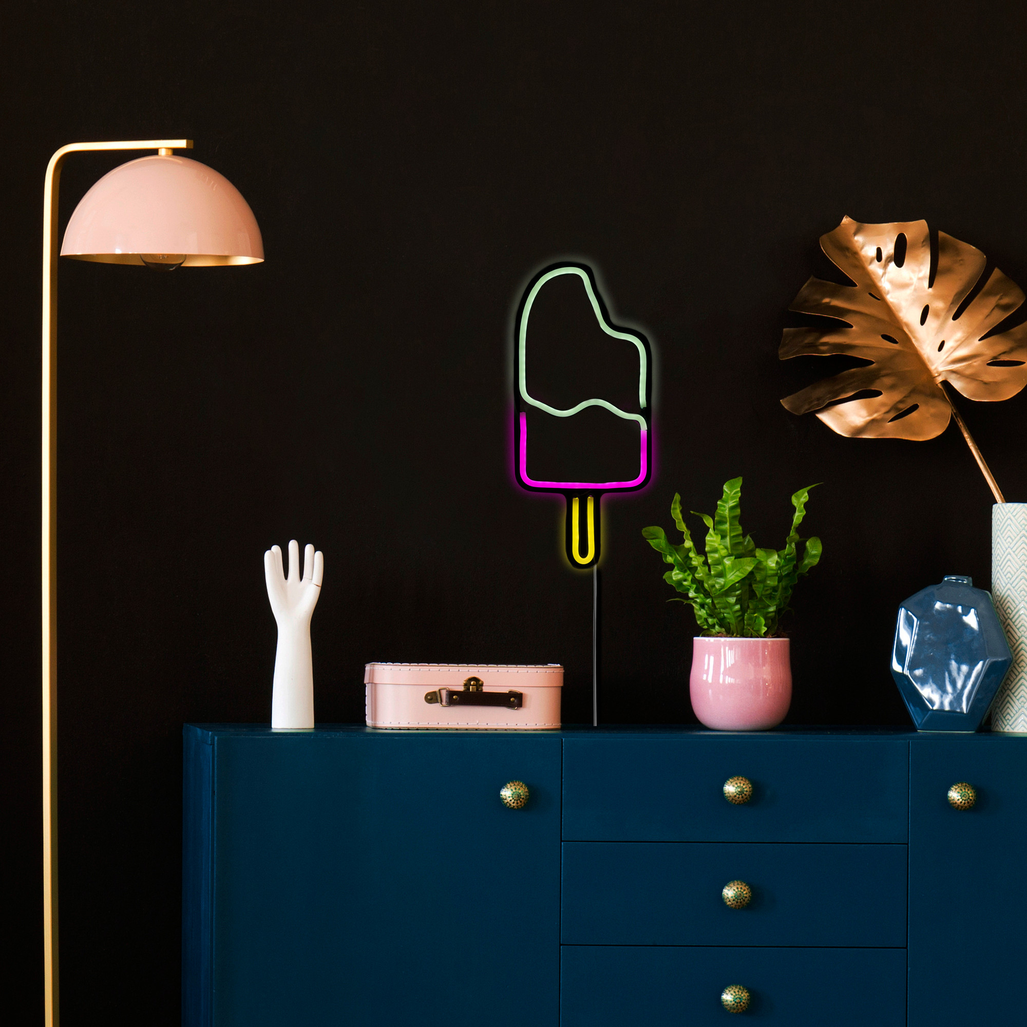 17.75" Pink & White Popsicle LED Neon Style Wall Sign | Christmas Central