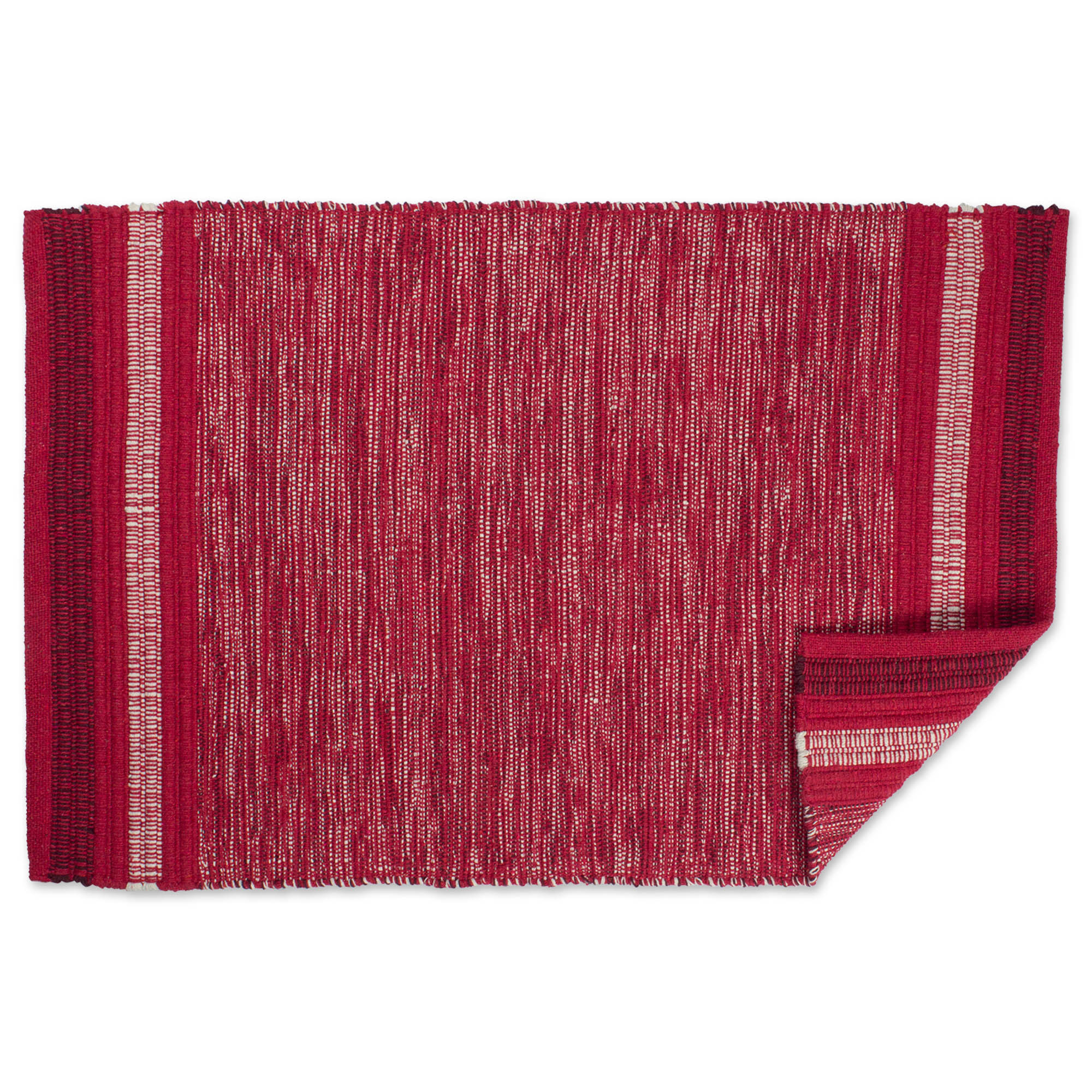 24" x 36" Red Variegated Reversible Rectangular Recycled Rag Rug ...