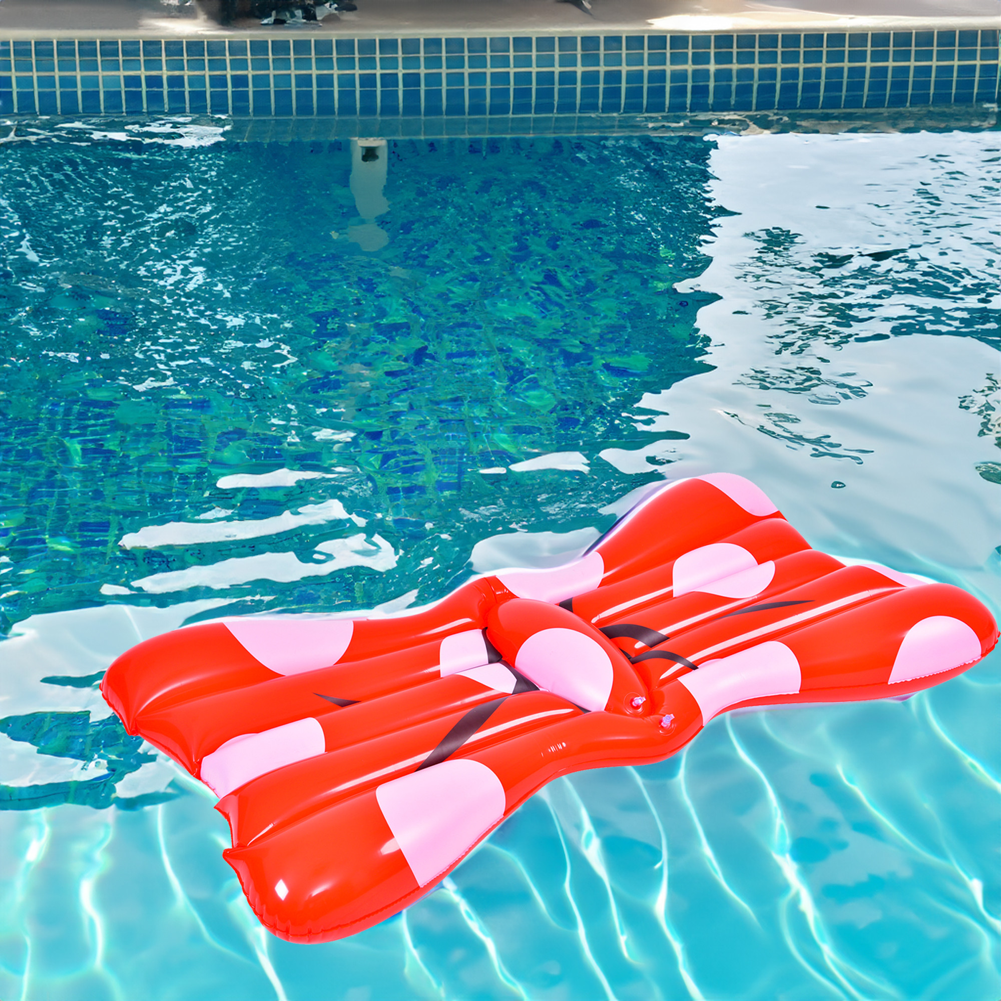 37" Inflatable Red & White Jumbo Hair Bow Pool Float | Christmas Central