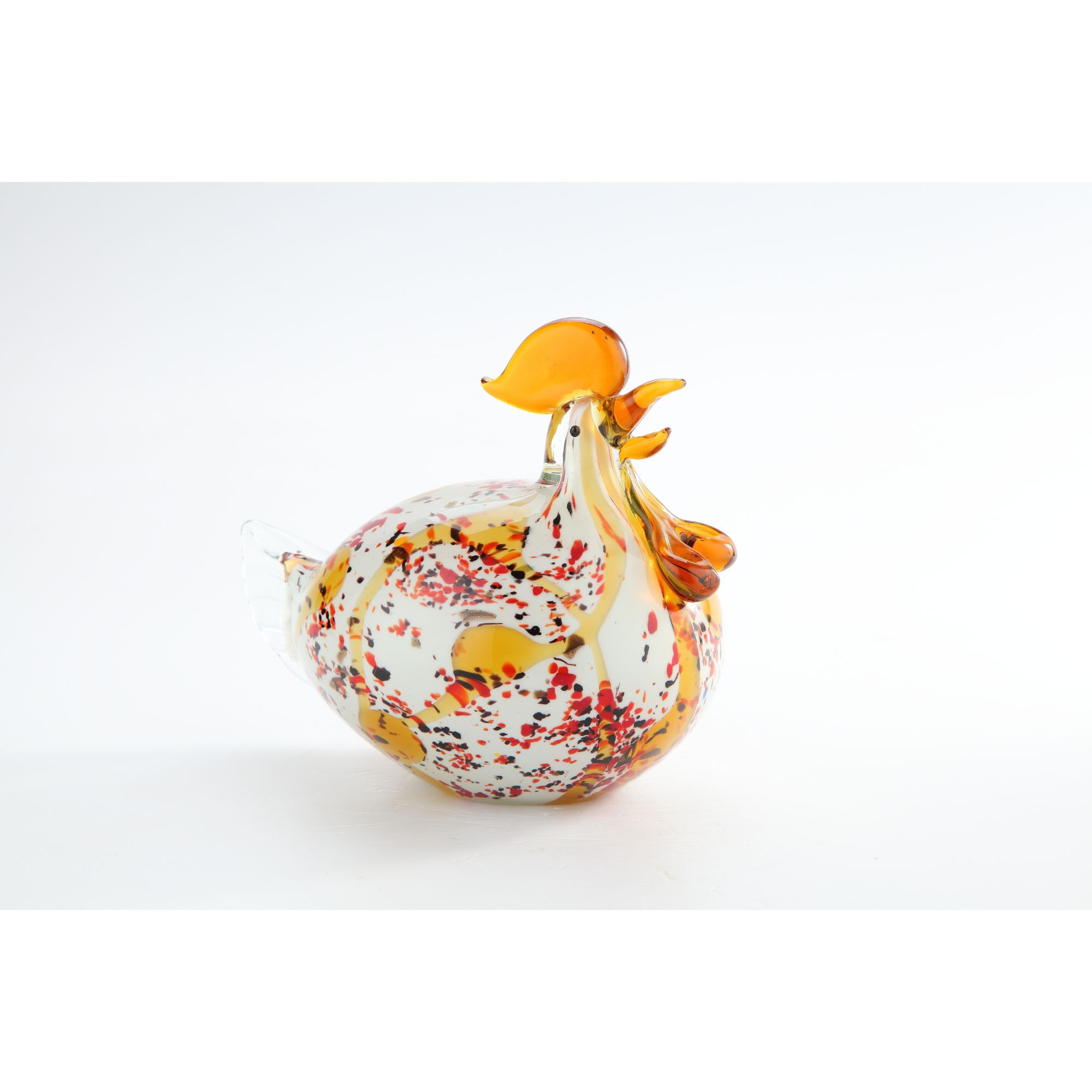 8" Vibrantly Colored Hand Blown Glass Chicken Figurine | Christmas Central