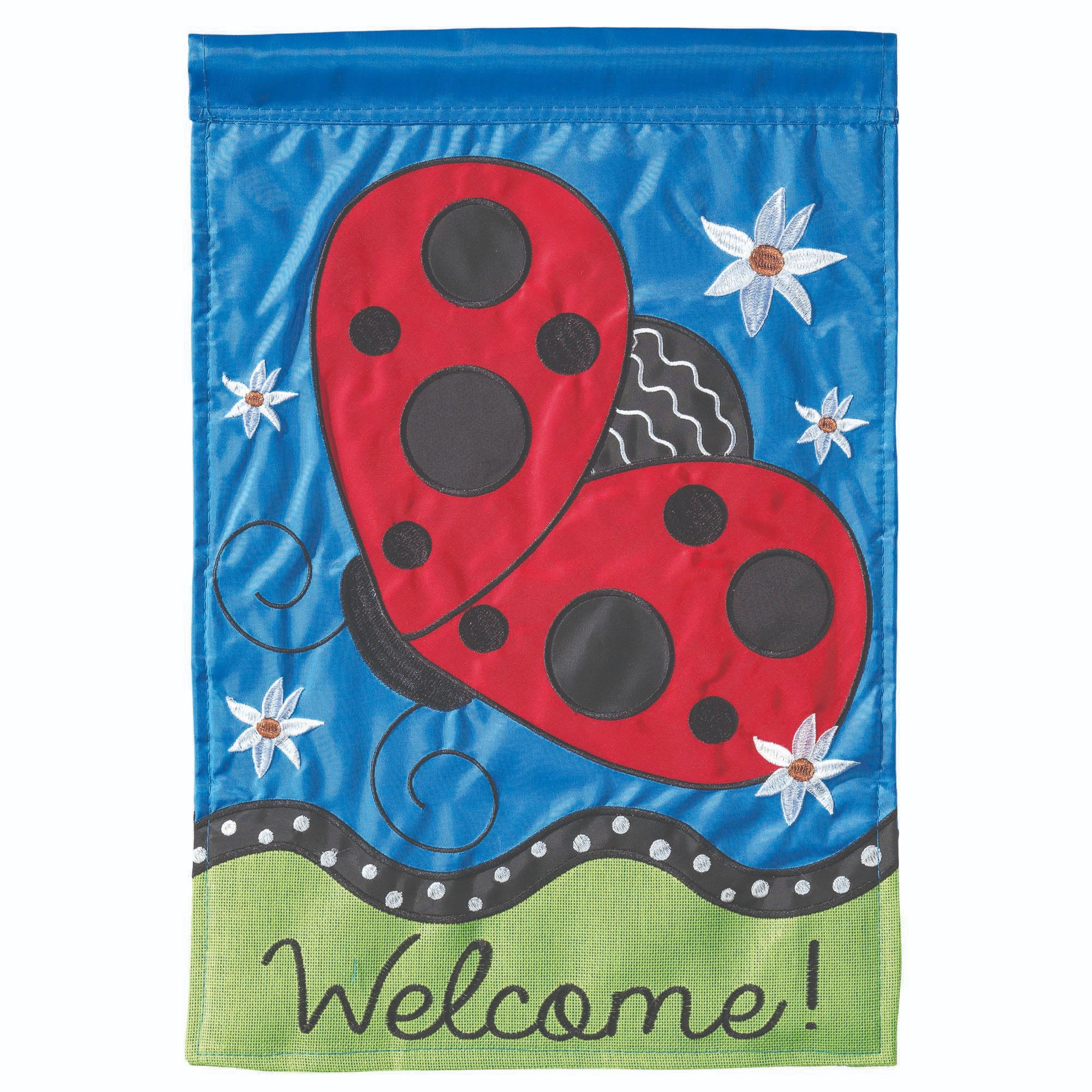 Red & Blue "Welcome" Printed Rectangular Large Flag 42" x 29 ...