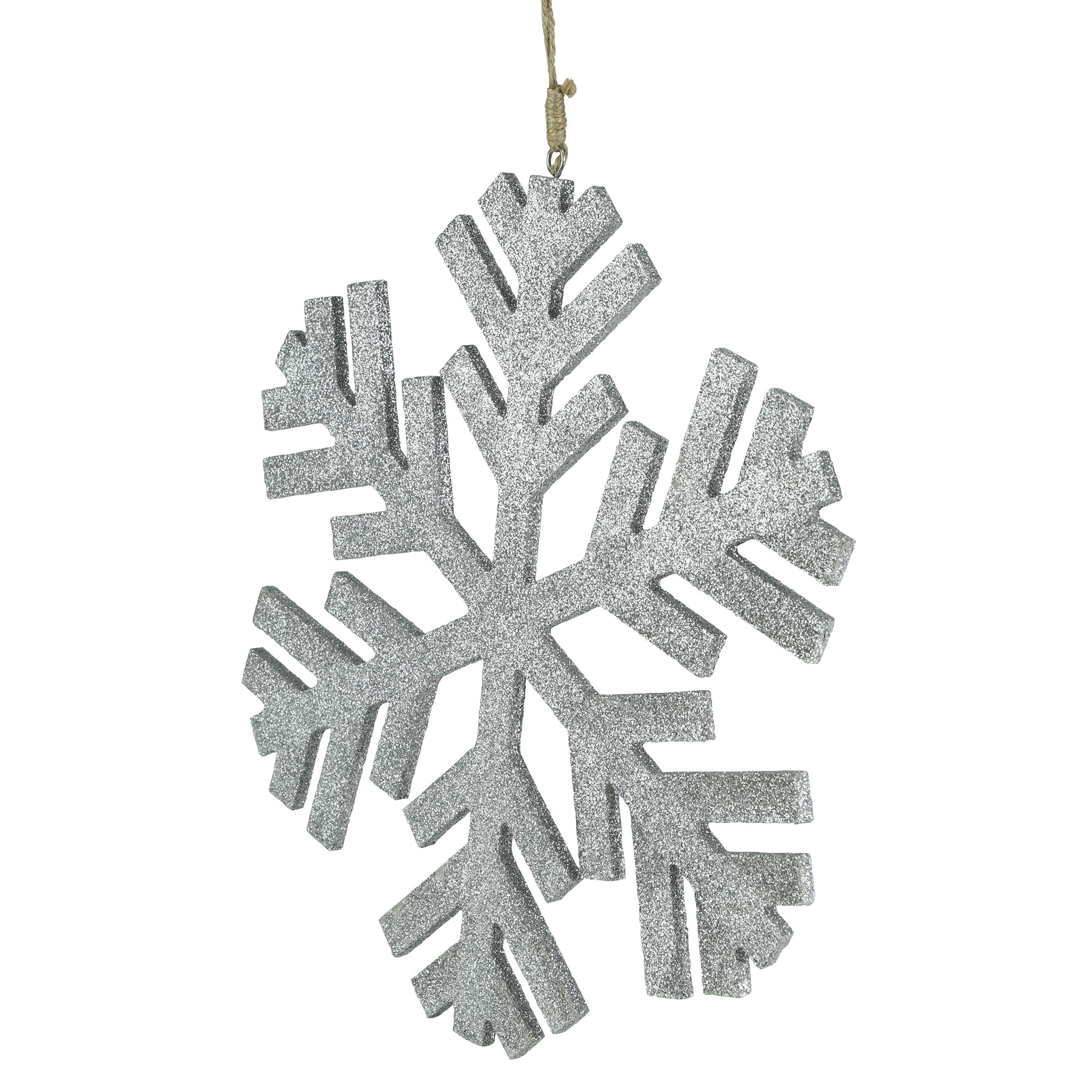 11.75" Silver Glitter Drenched Snowflake Christmas Ornament | Christmas ...