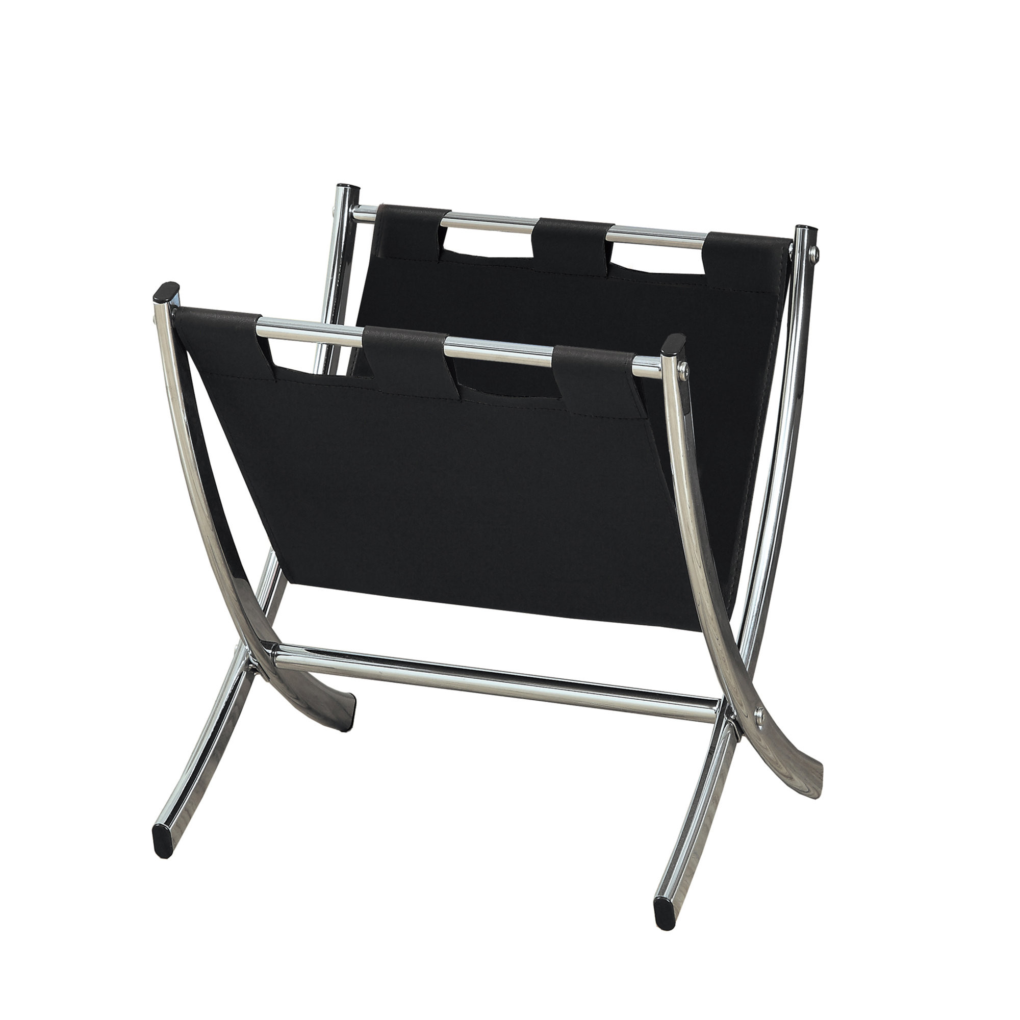 17.5" Black & Silver Contemporary Magazine Rack | Christmas Central