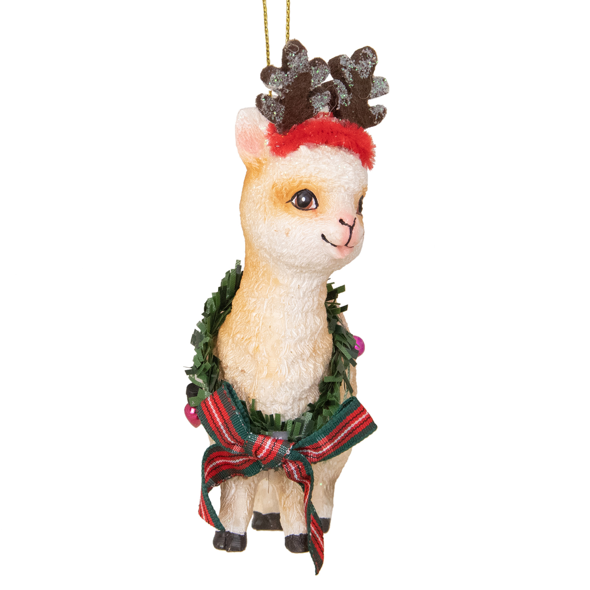 4.5" White & Red Llama Wearing a Wreath Christmas Ornament | Christmas ...