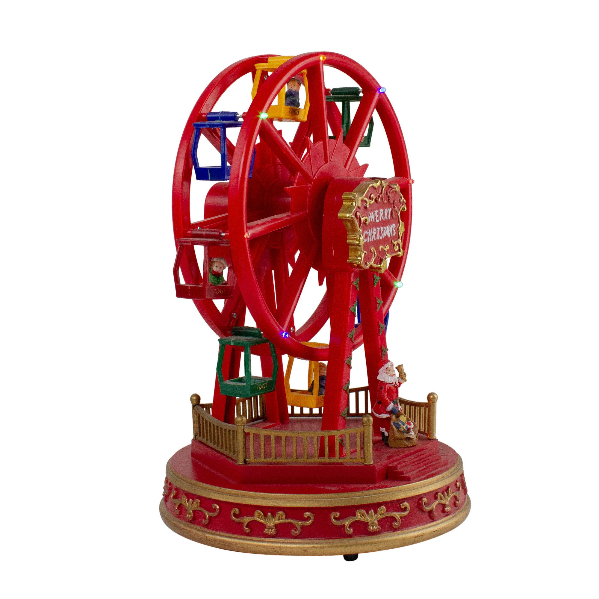 11.25" Red & Gold LED Lighted & Musical Rotating Christmas Ferris Wheel ...